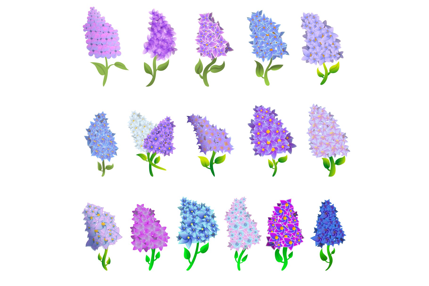 Lilac icons set, cartoon style (567960) | Illustrations | Design Bundles