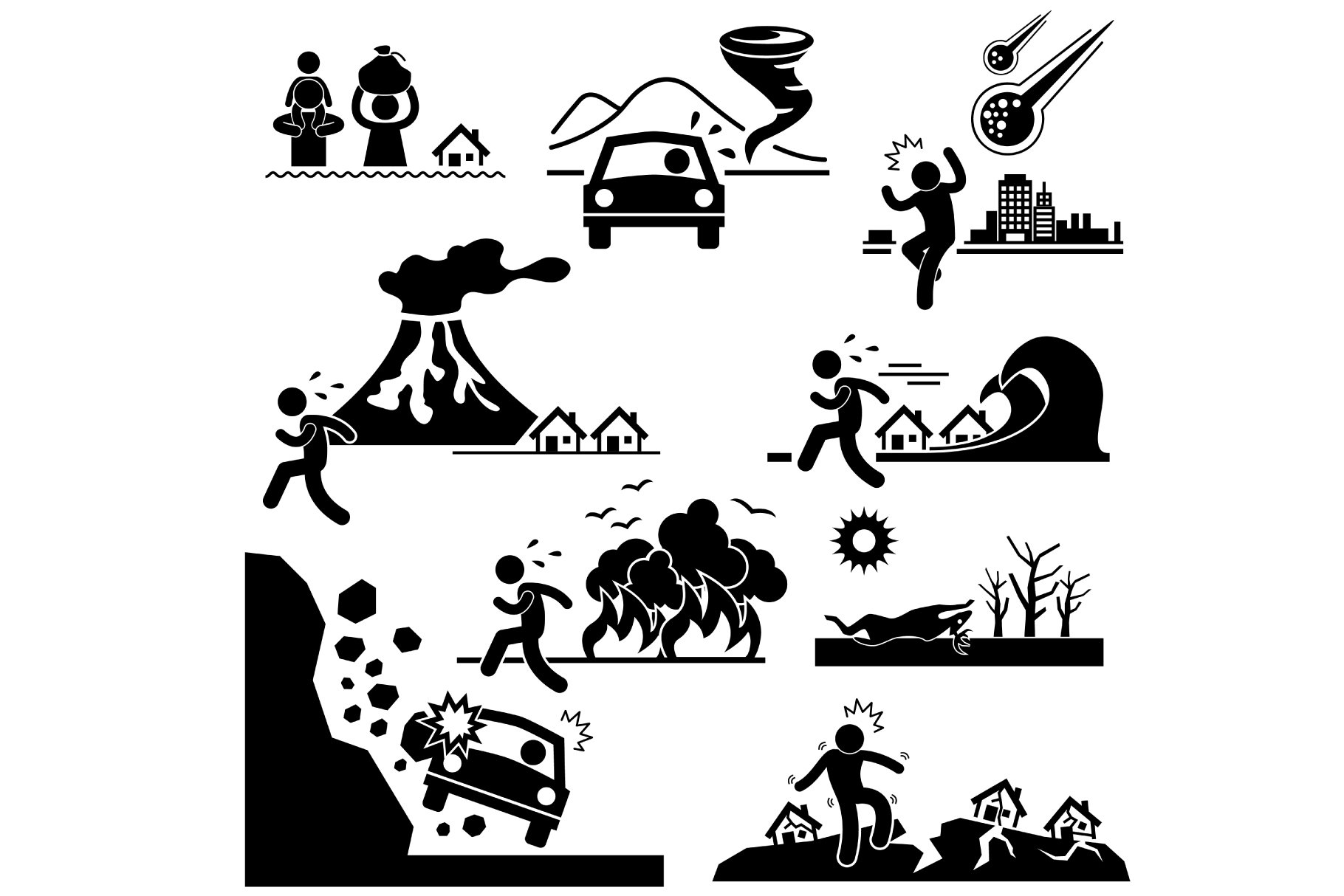 World Ending Disaster Doomsday Catastrophe Destruction Icons (736049 ...