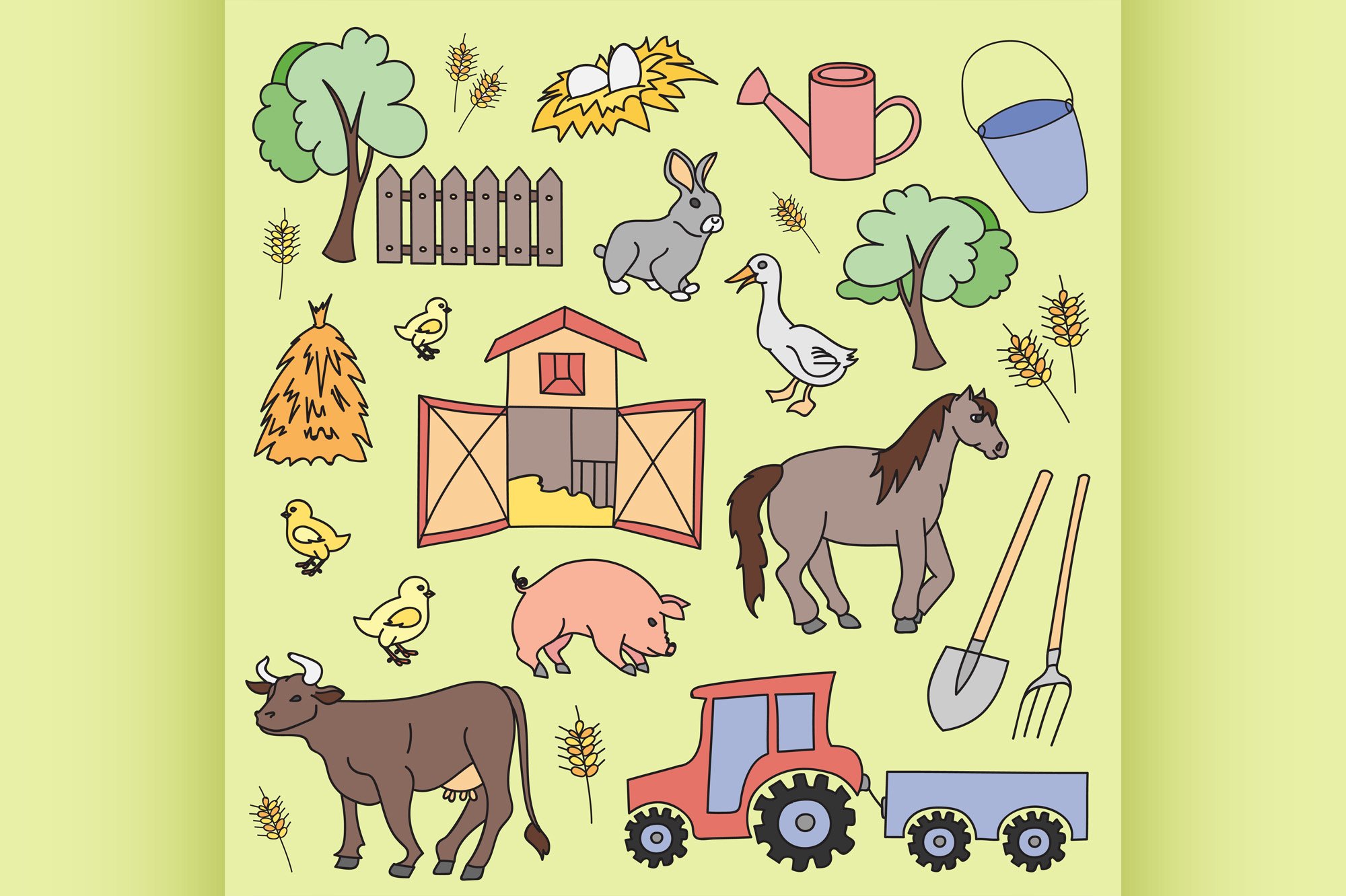 Doodle vector farm (643056) | Illustrations | Design Bundles