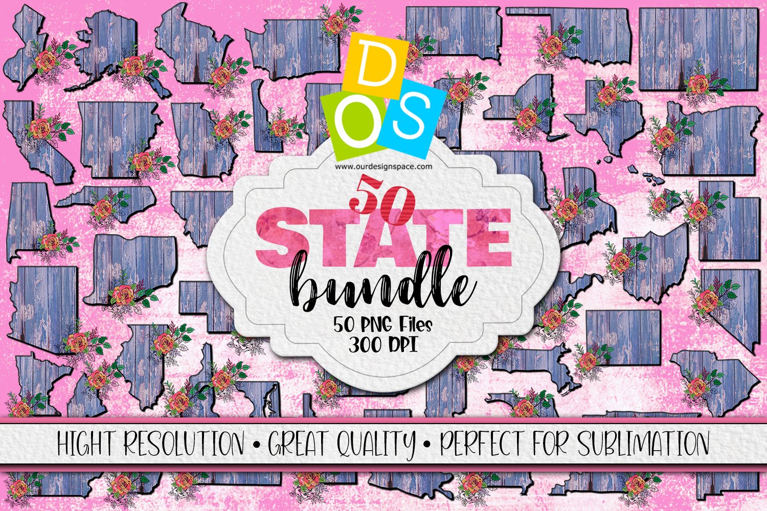 50 US State Bundle PNG files with 300 DPI for Sublimation (561660 ...
