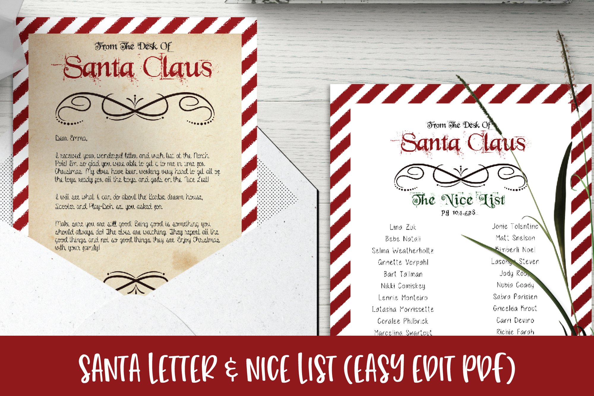 Santa Letter Nice List Editable Christmas PDF Template 326532 