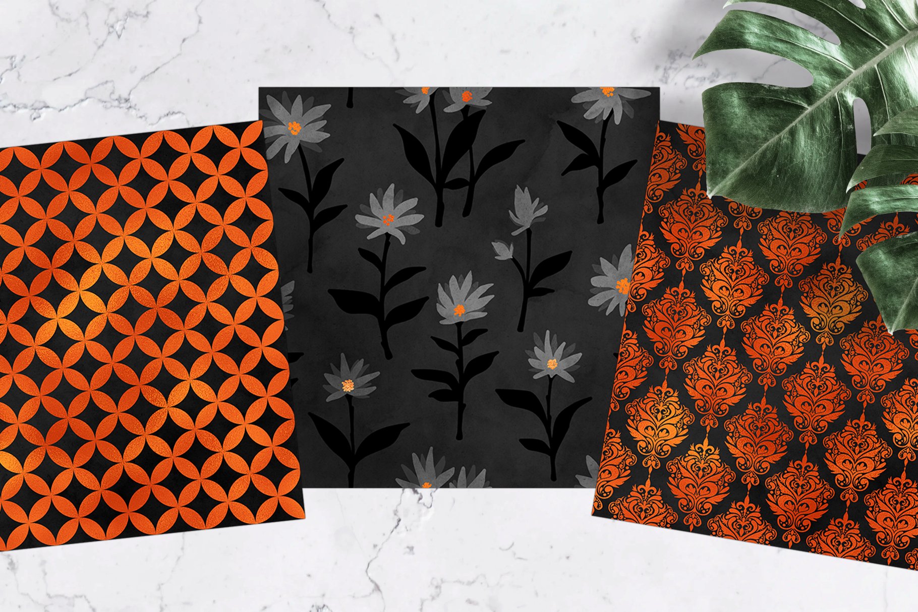 Black & Orange Digital Paper Pack