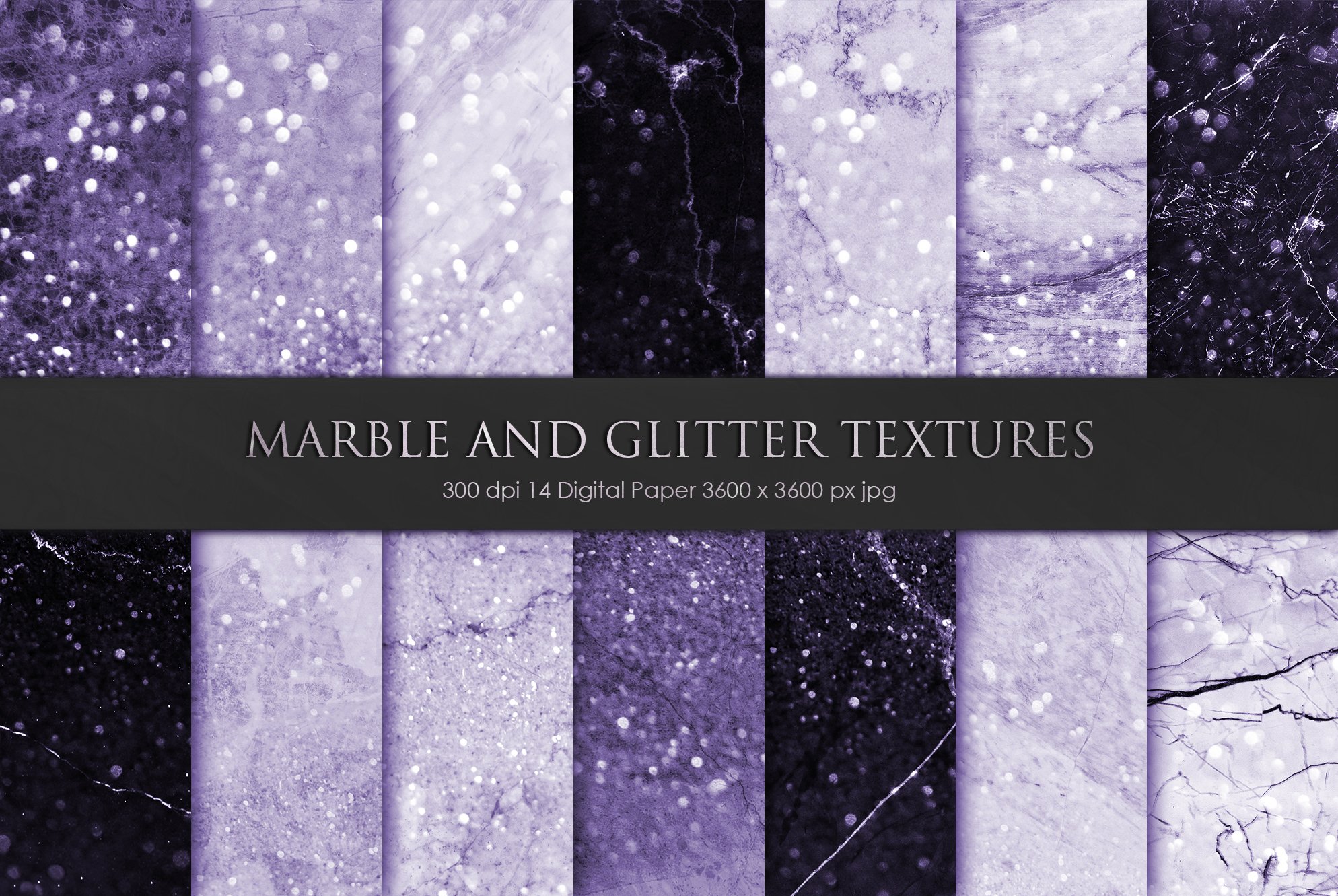 Valentines Purple Marble and Glitter Textures