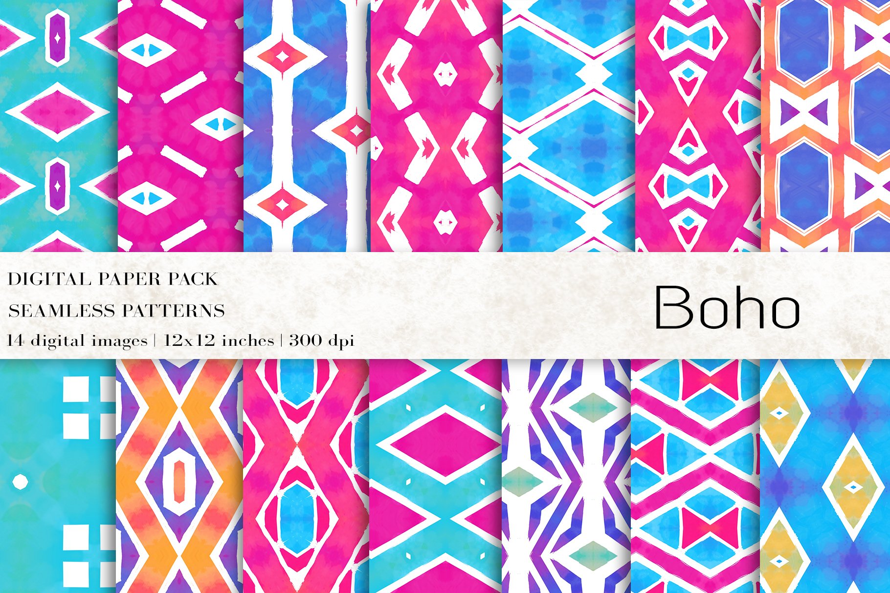 Boho Digital Papers, Boho Seamless Patterns (1142971) | Patterns ...