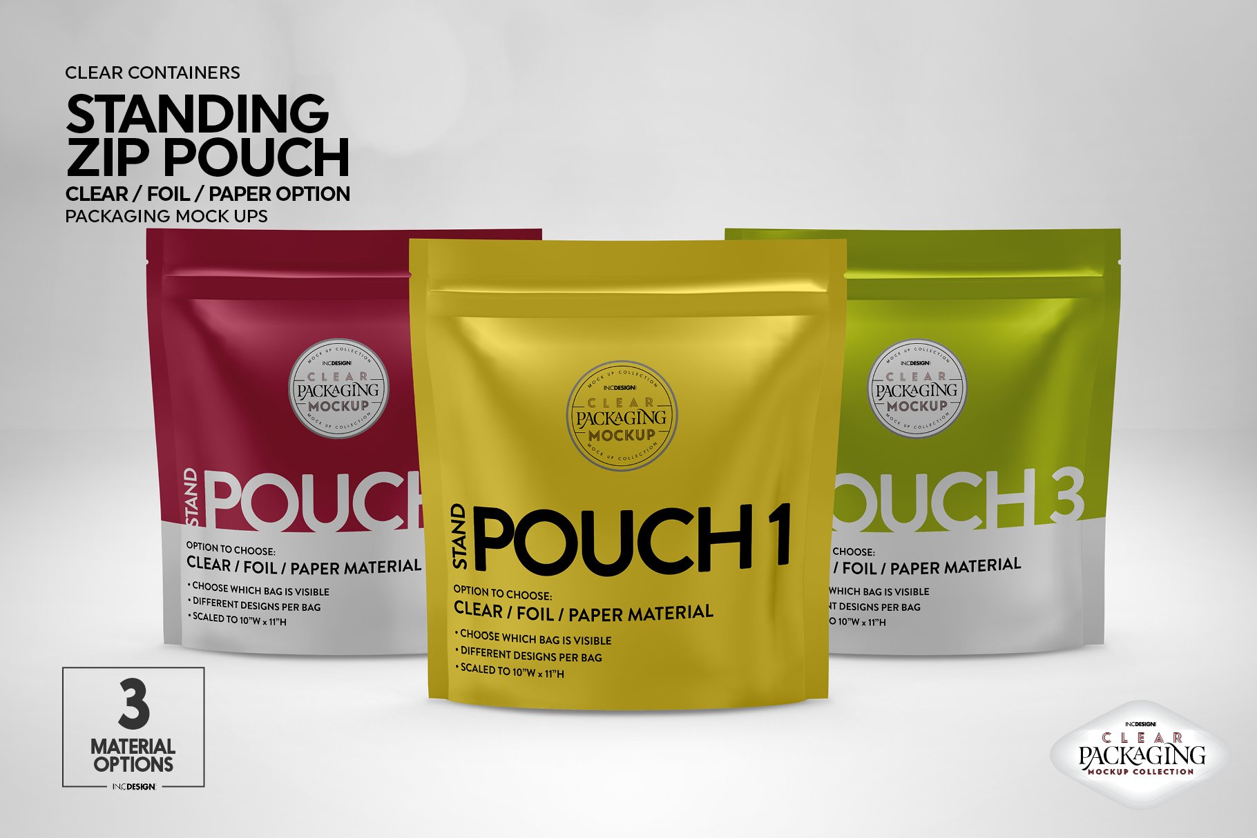 Clear Foil or Paper Stand Pouch Packaging Mockup (965121) | Branding ...