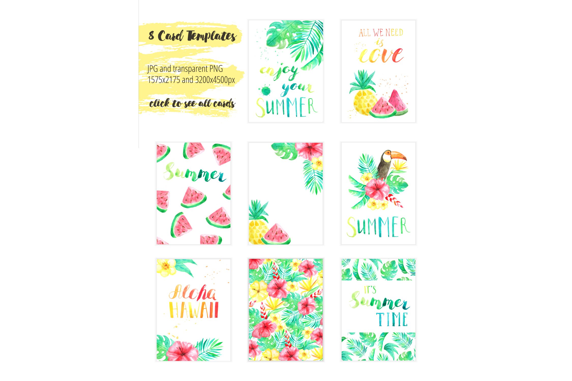 Watercolor Tropical BUNDLE (5591) | Illustrations | Design Bundles
