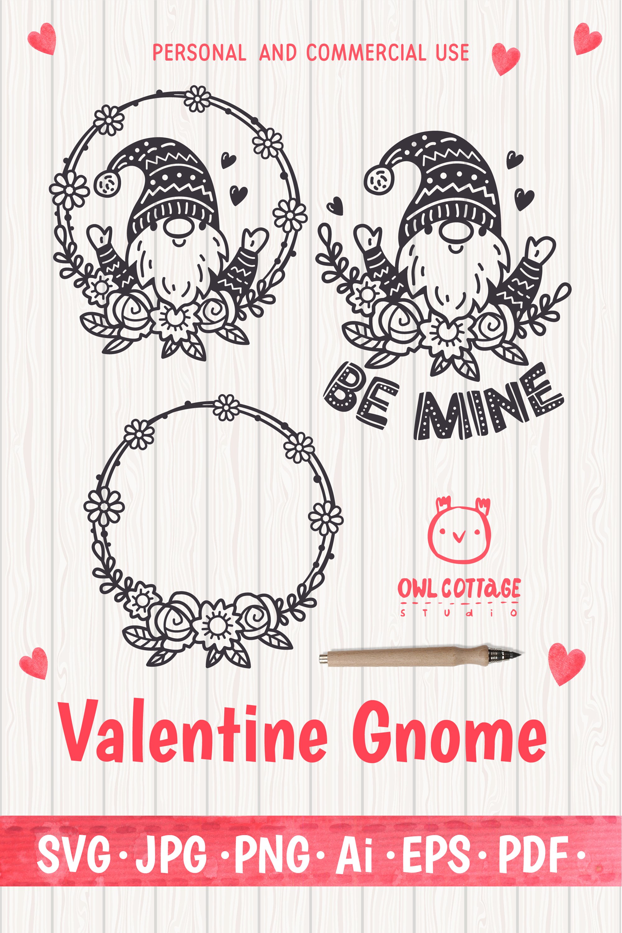 Valentine Gnome svg , Gnome with floral decor Svg, Valentine (413306 ...