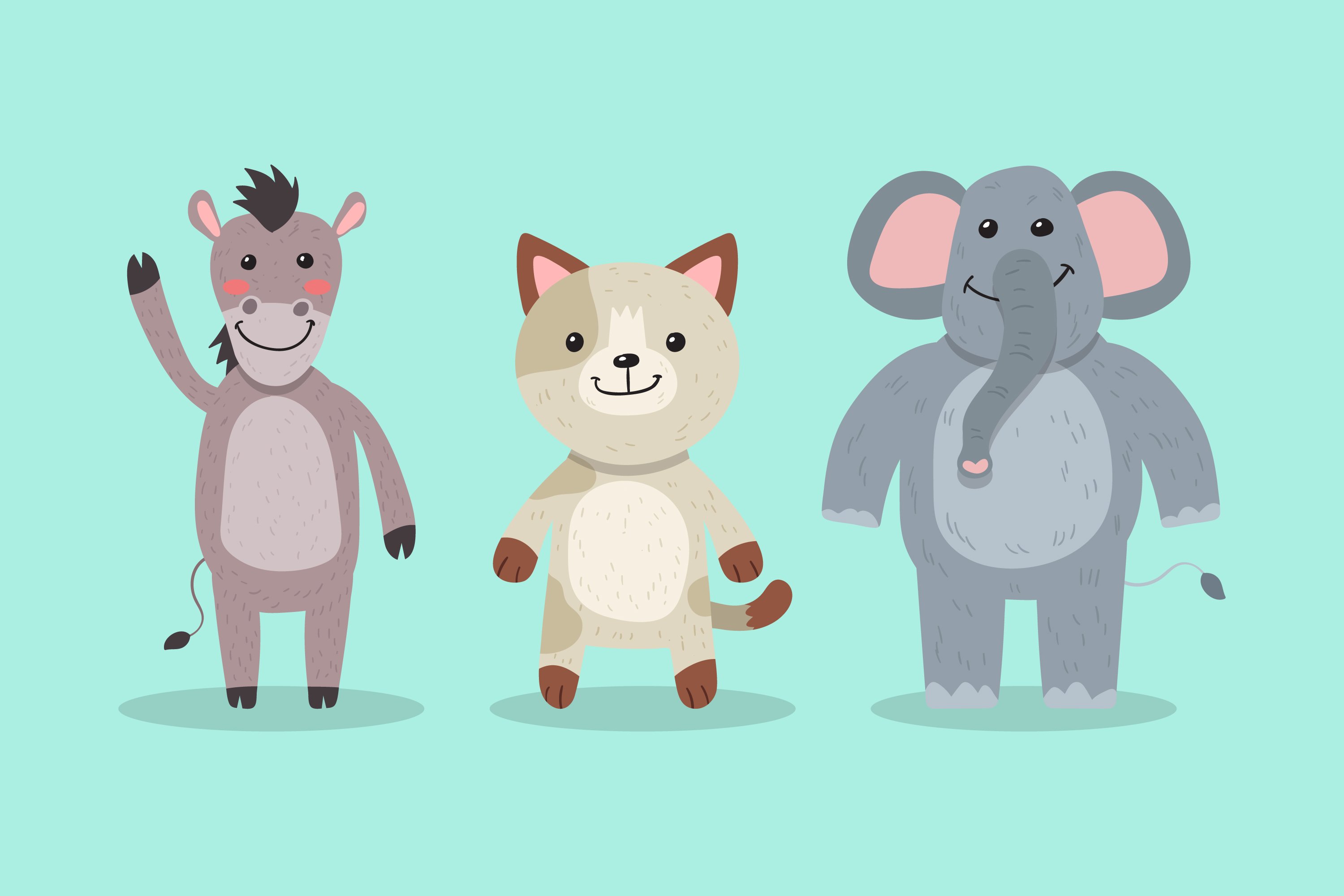 Happy Funny Cartoon Animals