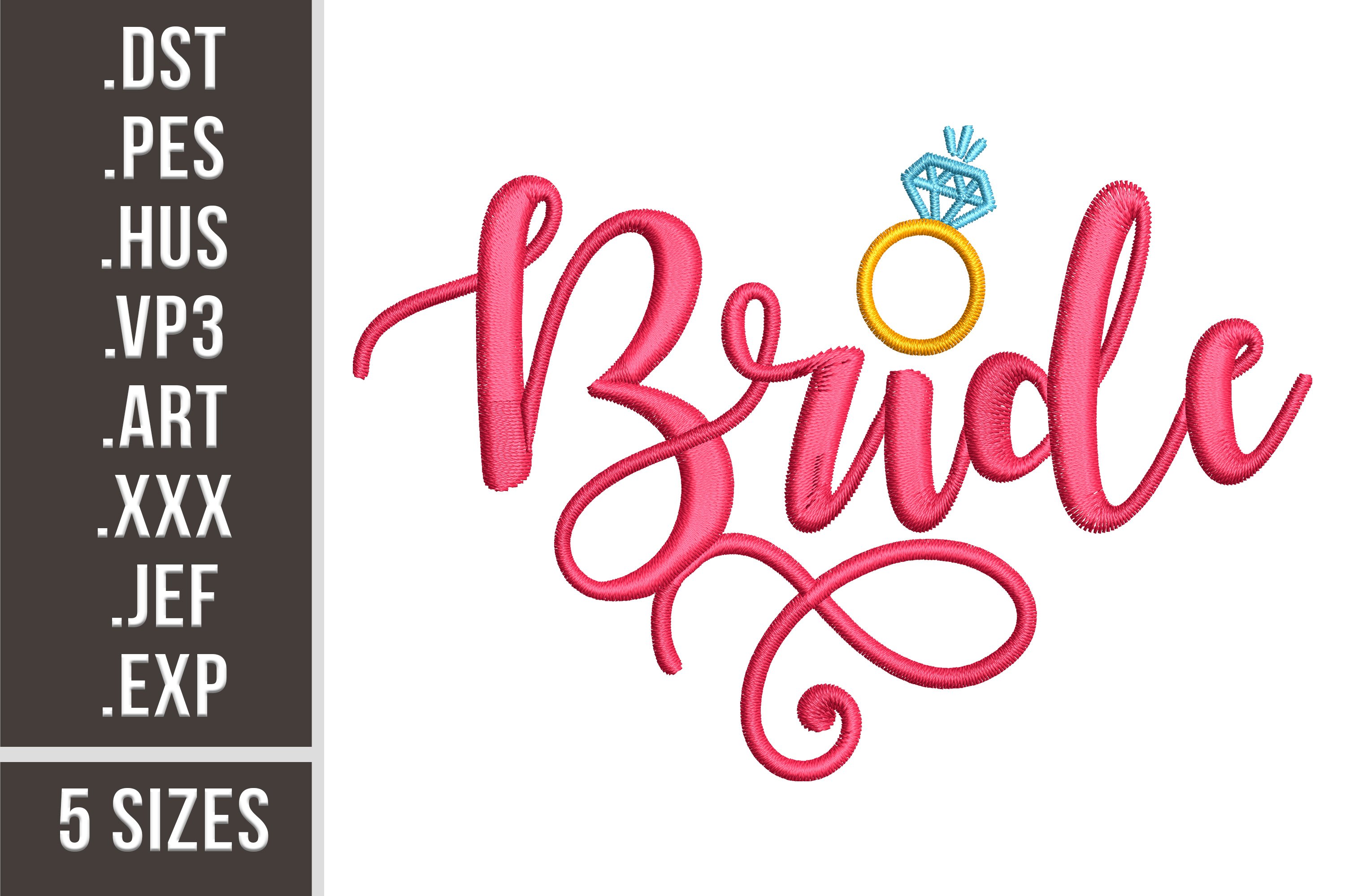 Bride Lettering Embroidery, 5 sizes