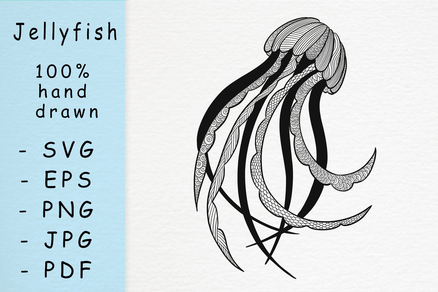 Hand drawn jellyfish with patterns