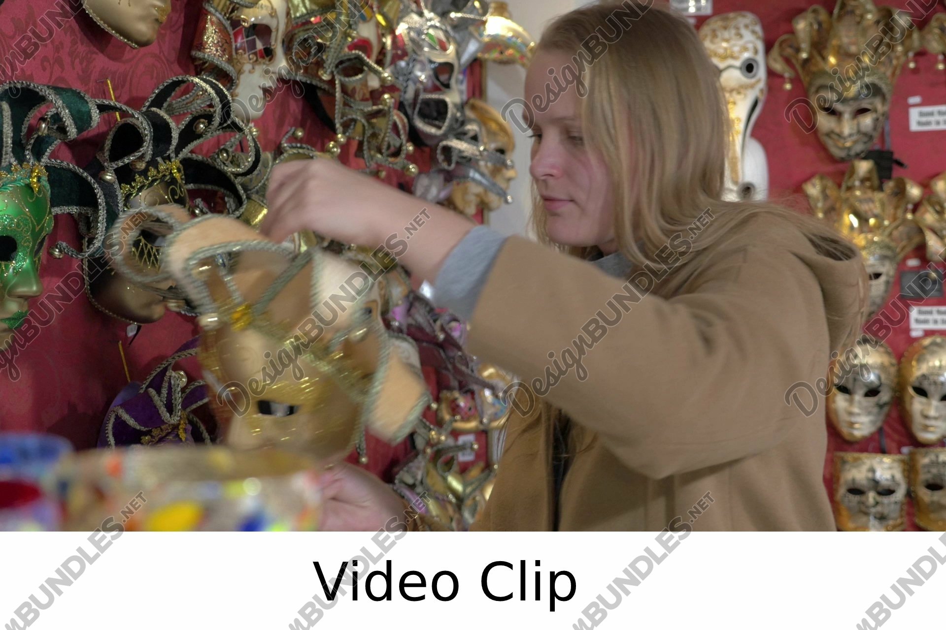 Video: Woman in the store of Venetian masks (1429055) | People | Design ...