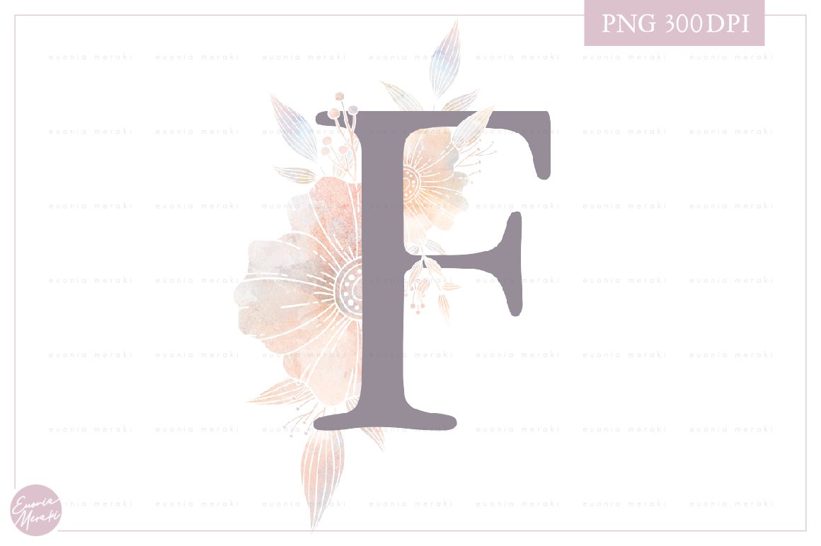 MONOGRAM Letter F Floral Wedding Monogram - Flower alphabet (348607 ...