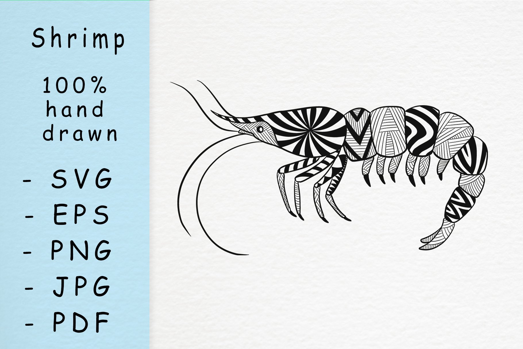 Hand drawn Shrimp with patterns