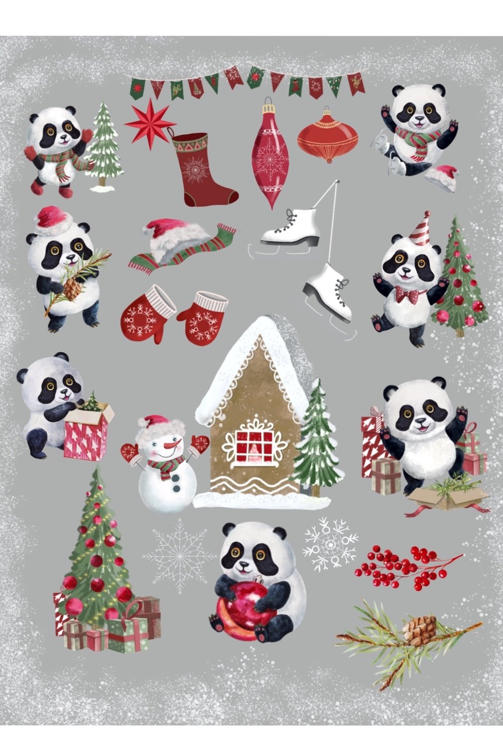 Christmas Clipart,Winter panda watercolor clip art (953219 ...