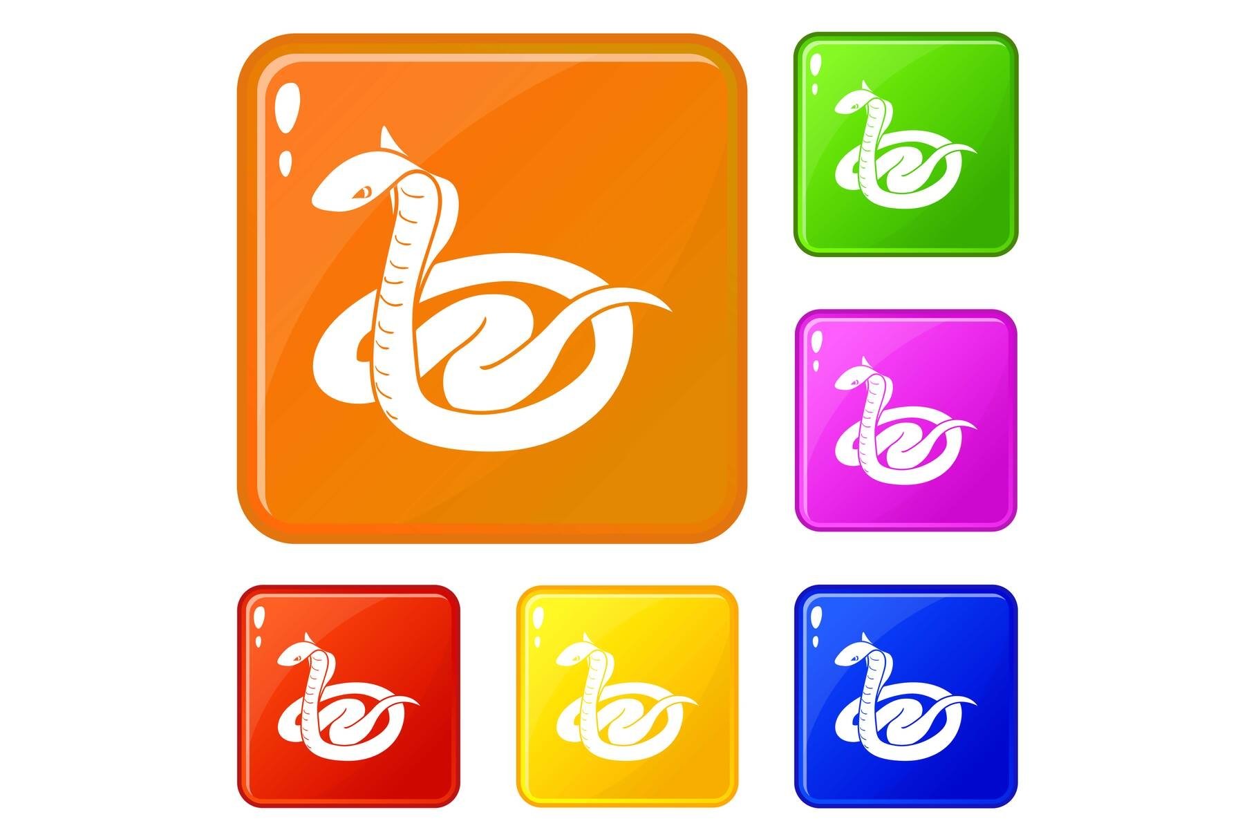 King cobra icons set vector color (509522) | Icons | Design Bundles