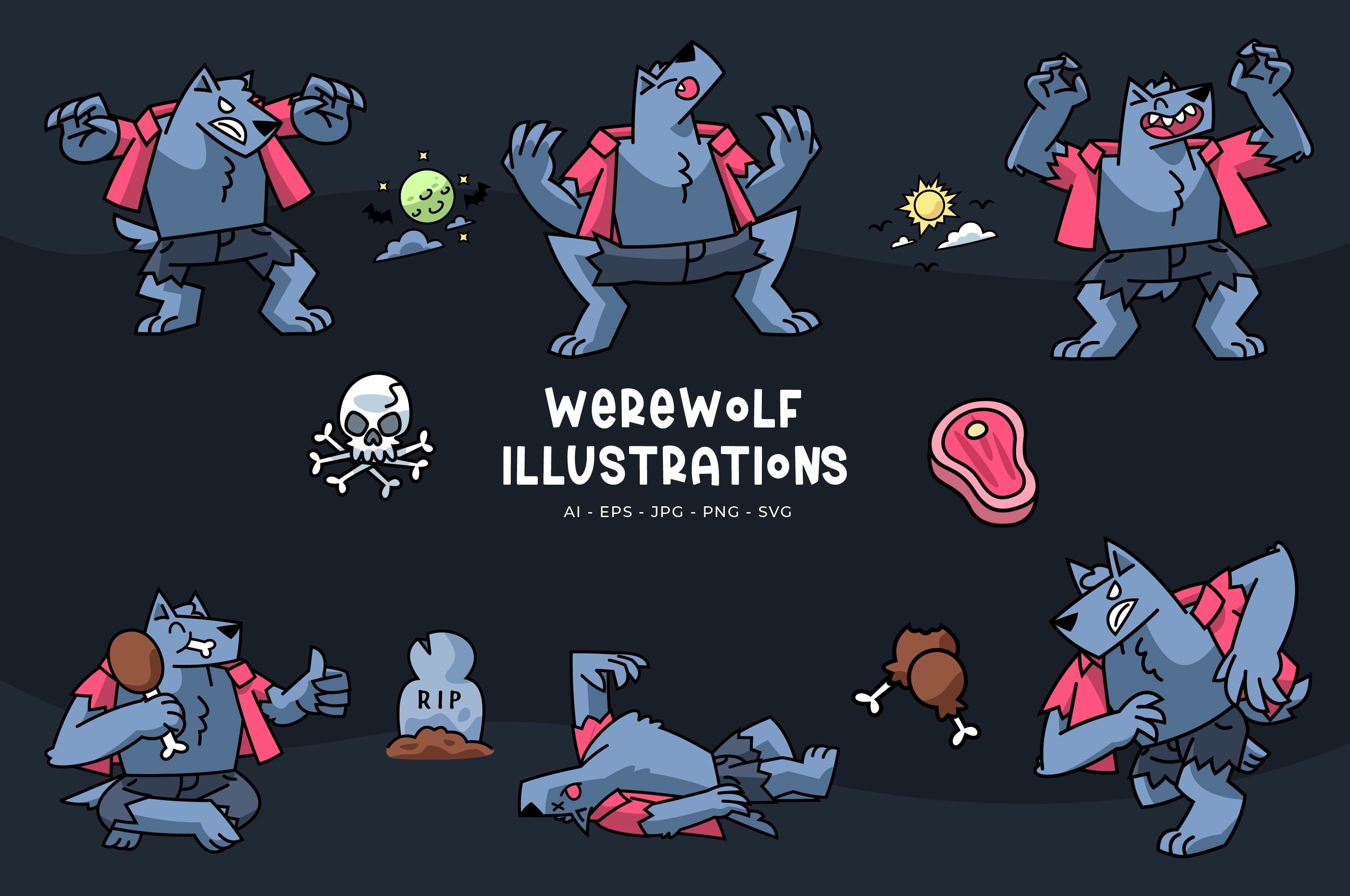 Cartoon Werewolf Illustrations