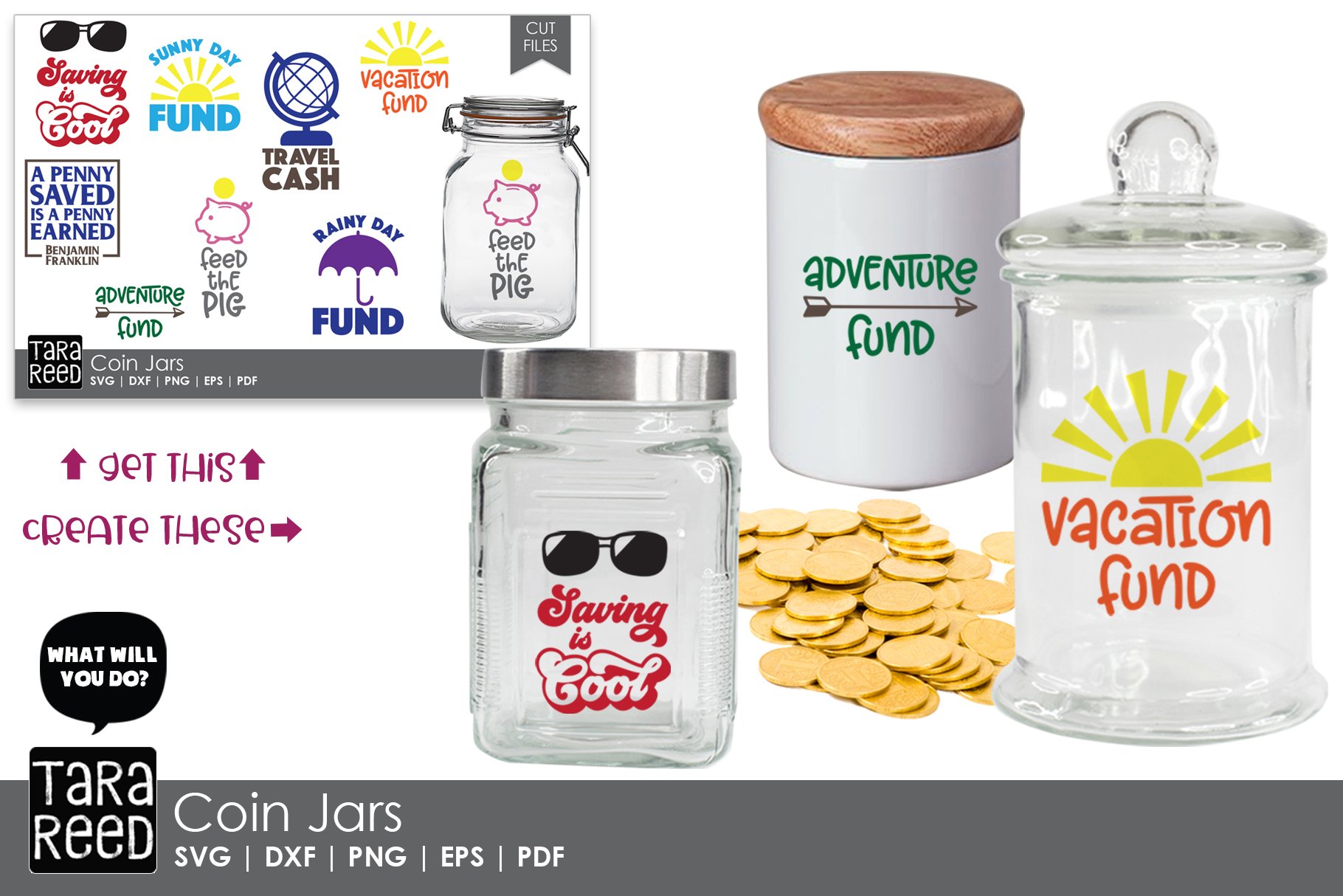 Coin Jars - SVG and Cut Files for Crafters (427392) | Cut Files ...