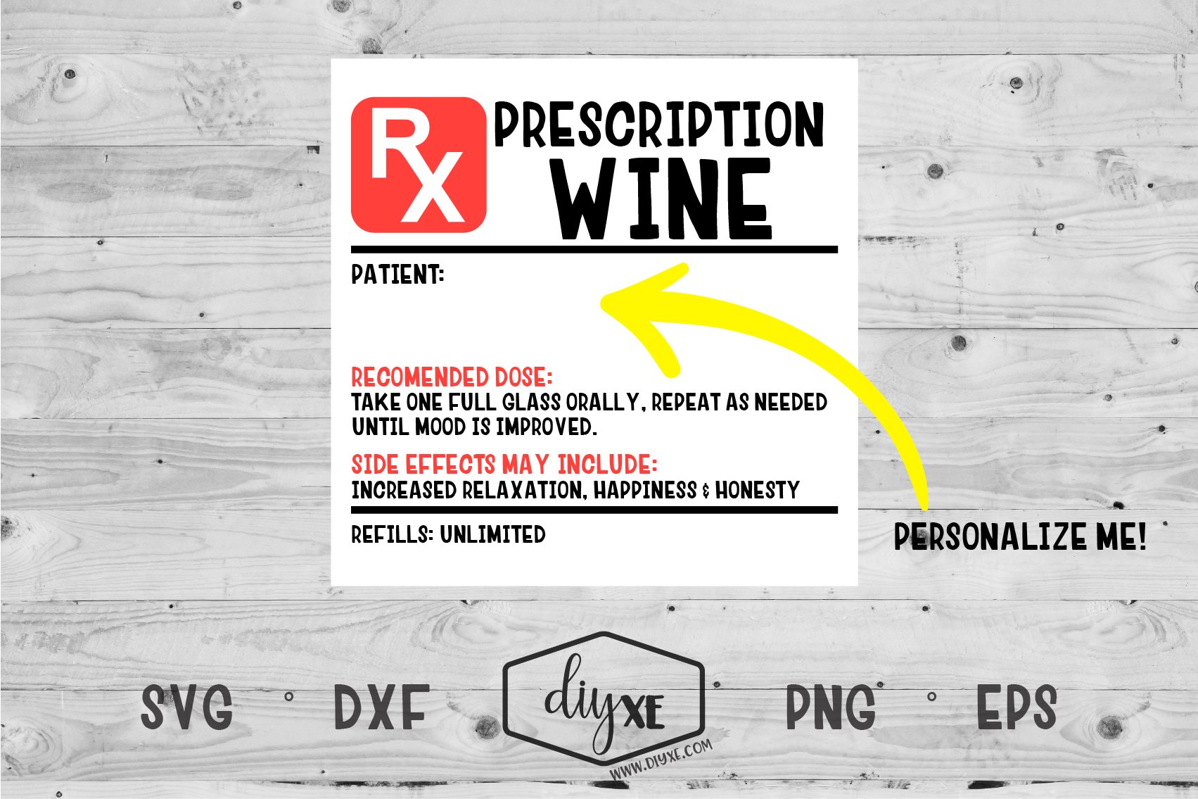 Prescription Wine Label - Alcohol SVG Cut File (477815) | SVGs | Design ...