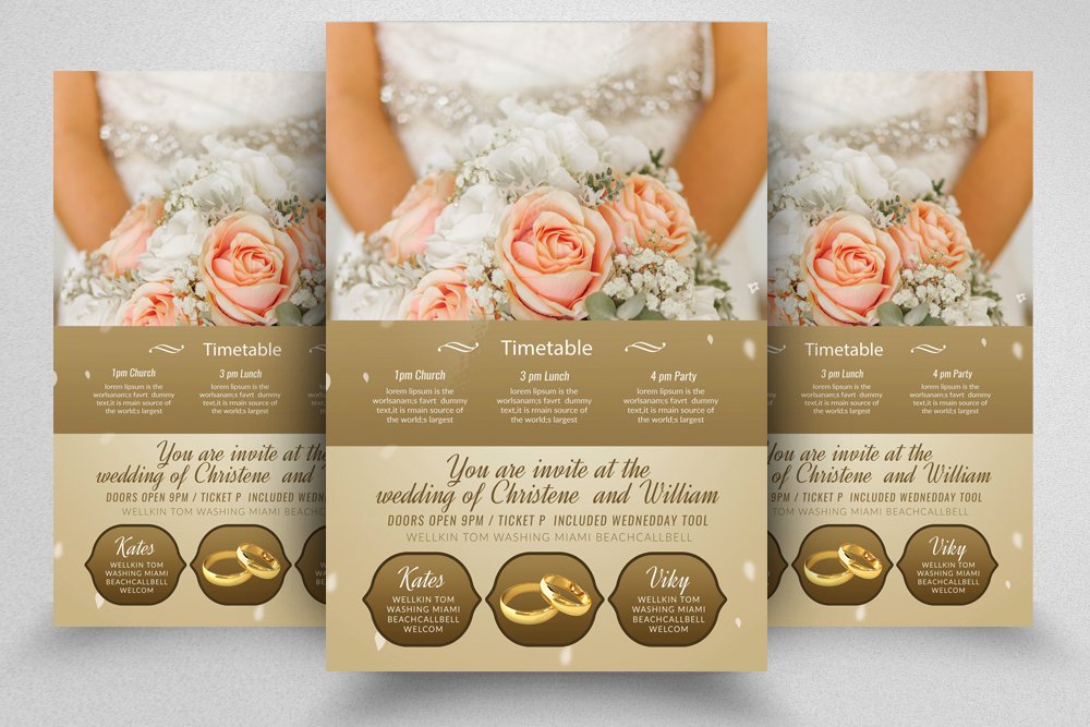Wedding Invitation Flyer Template (351194) | Flyers | Design Bundles