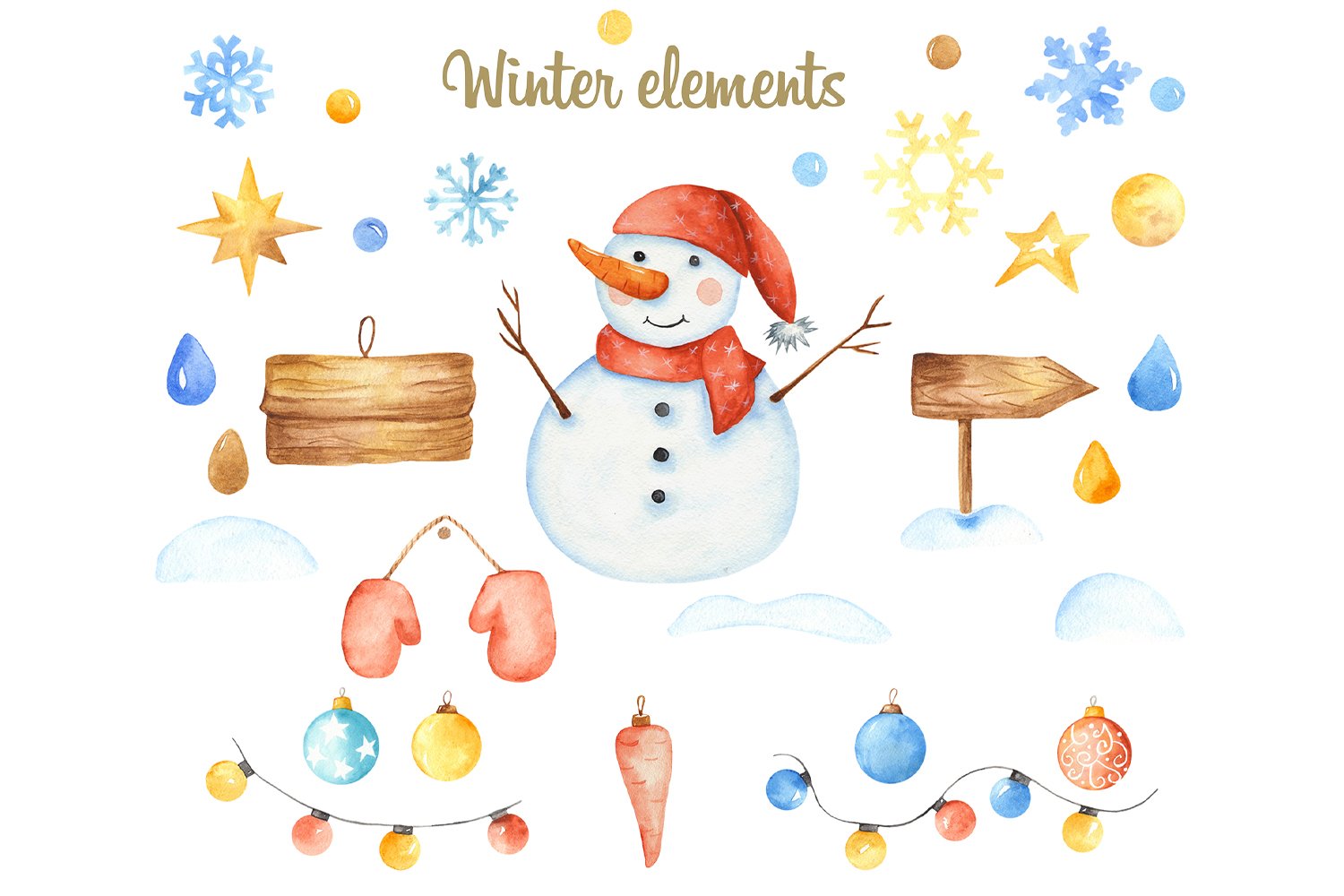 Christmas cute snowman watercolor clipart Winter collection (318800 ...
