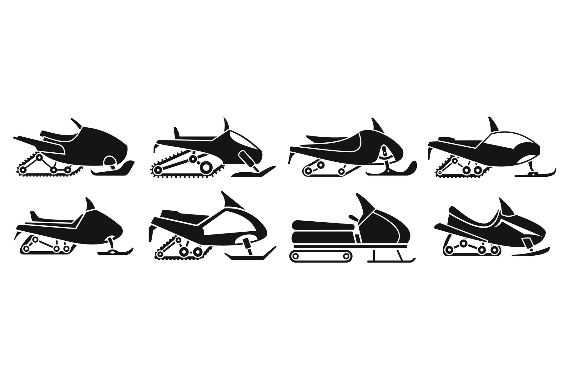 Fast snowmobile icon set, simple style (549780) | Illustrations ...