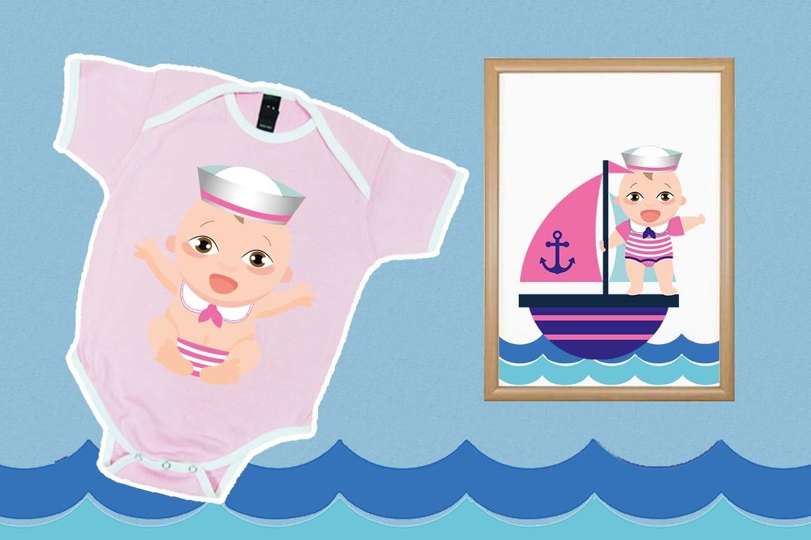 Girl Nautical Clipart Set (101223) | Illustrations | Design Bundles