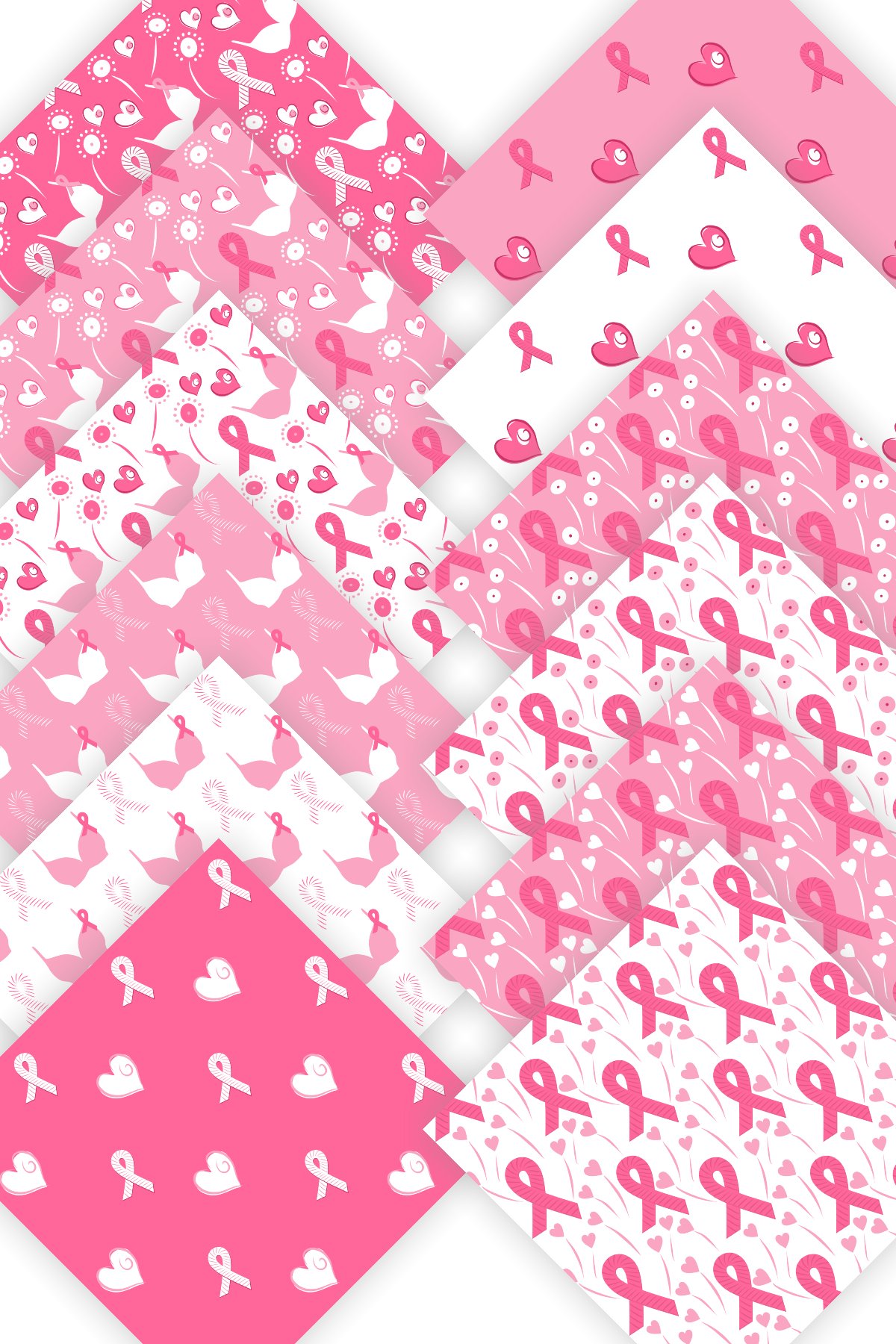 Pink Ribbon Cancer Awareness Patterned Seamless Papers PNG