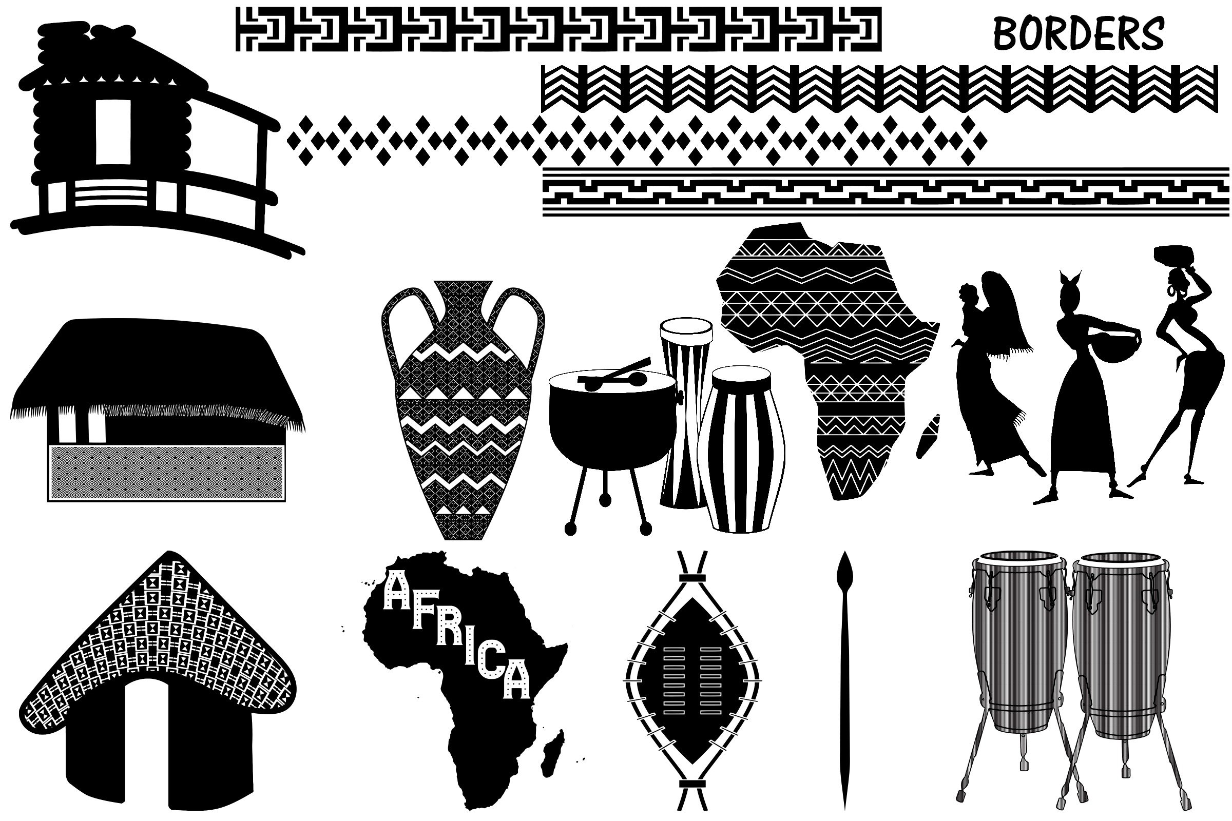 African & Ethnic Silhouettes AI EPS PNG (281059) | Illustrations ...