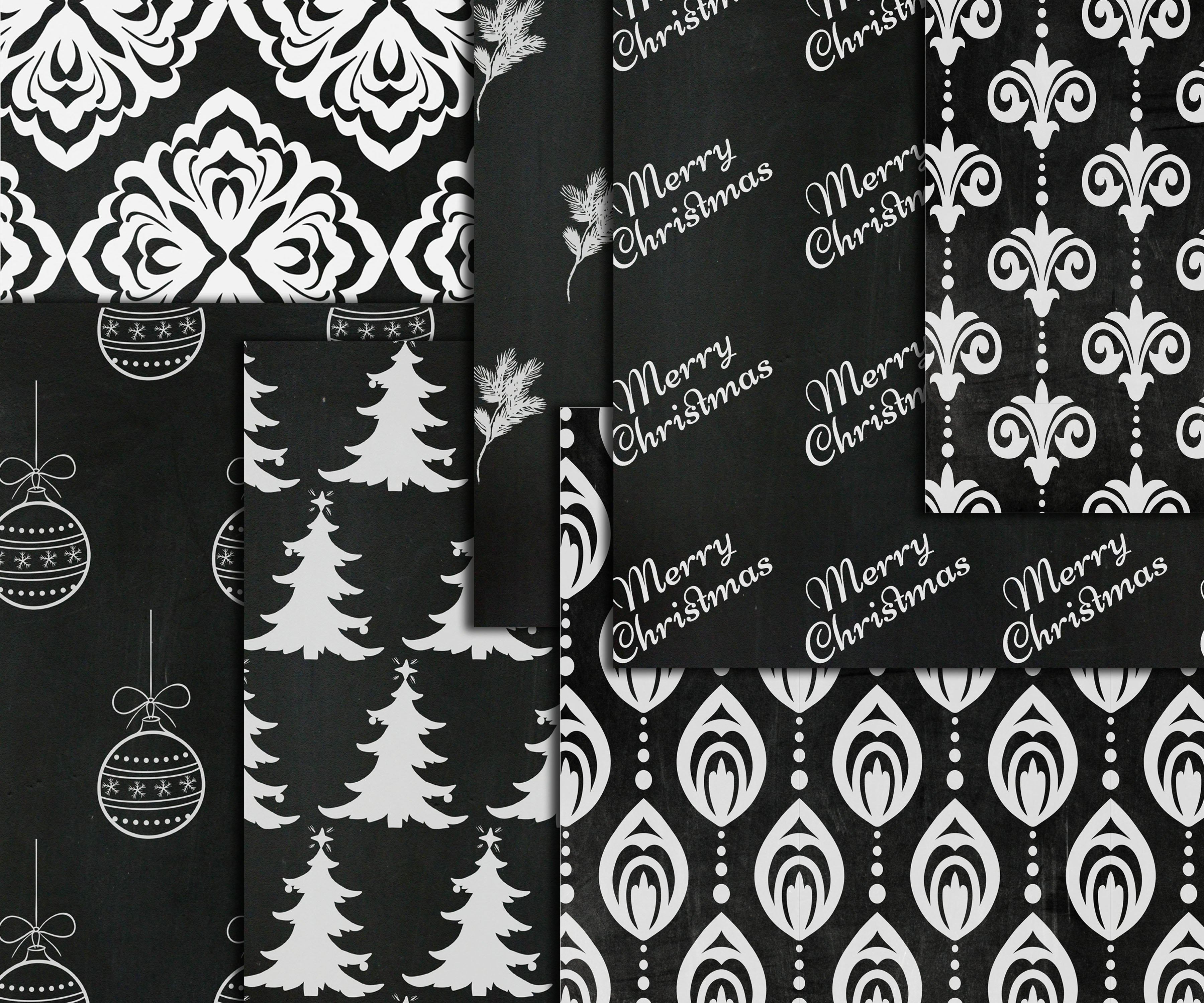 Chalkboard Christmas Digital Paper (30933) | Backgrounds | Design Bundles