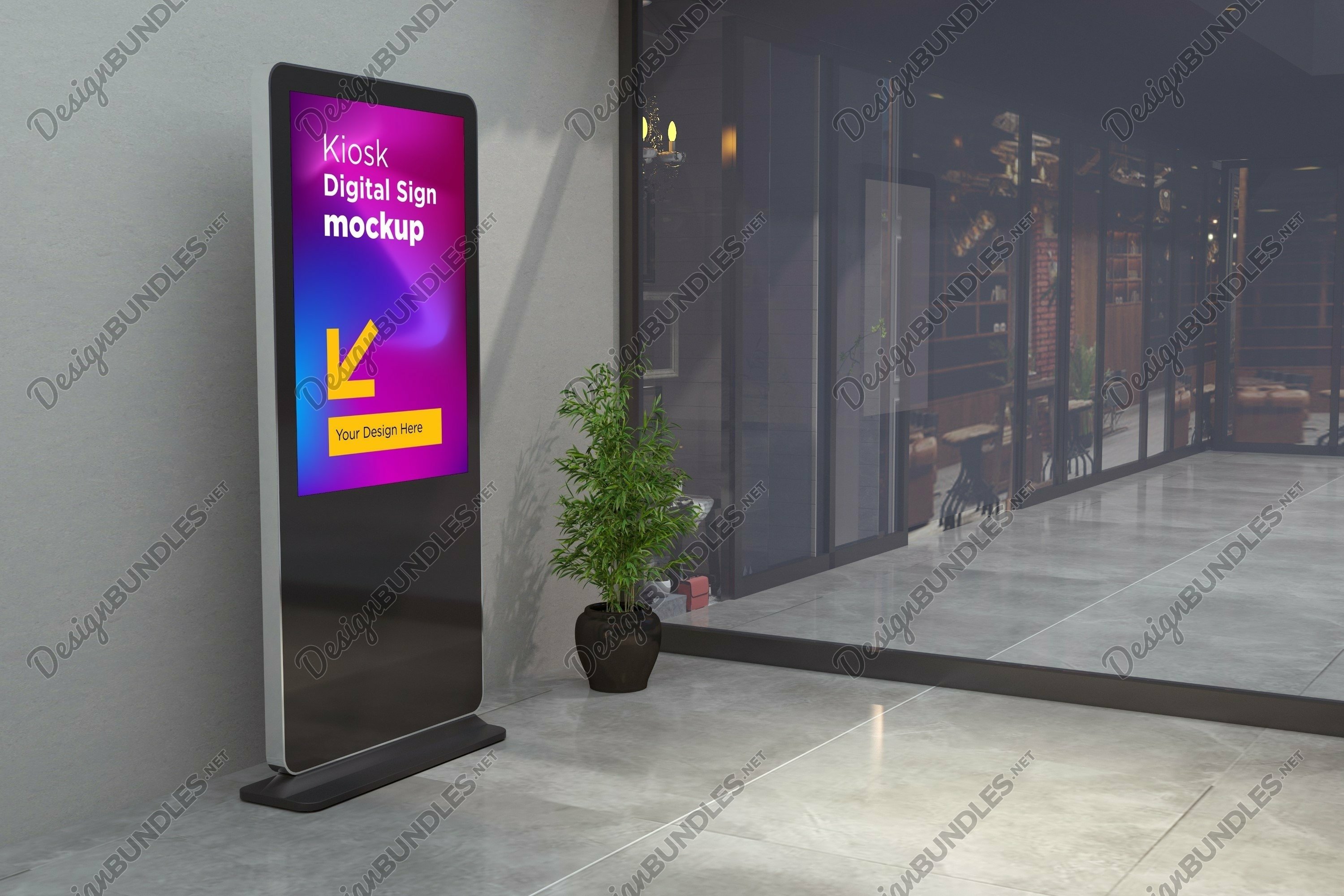 Kiosk Digital Sign Mockup (1459414) | Signage | Design Bundles