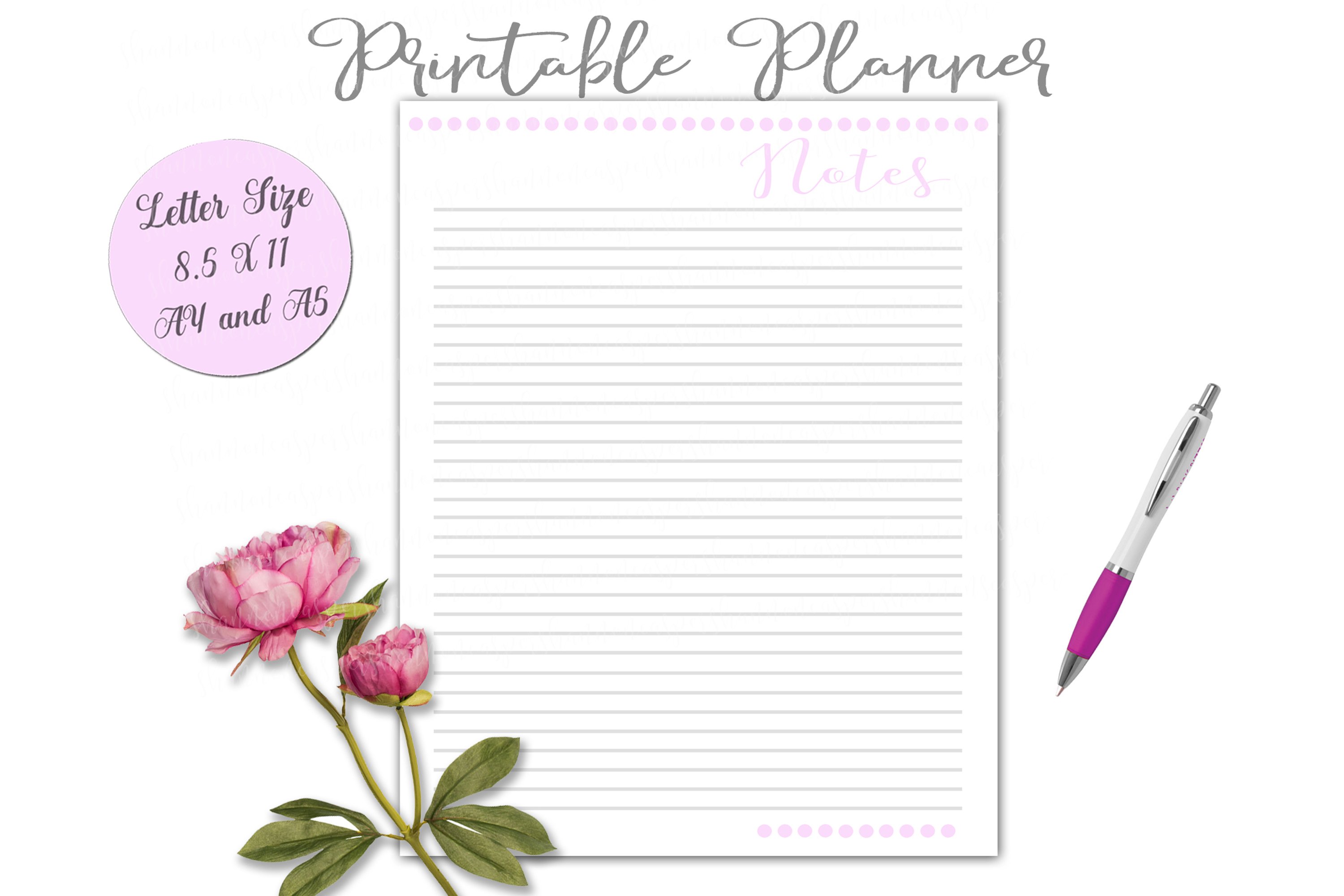 Printable Notes with Lines Planner Page (437553) | Illustrations ...