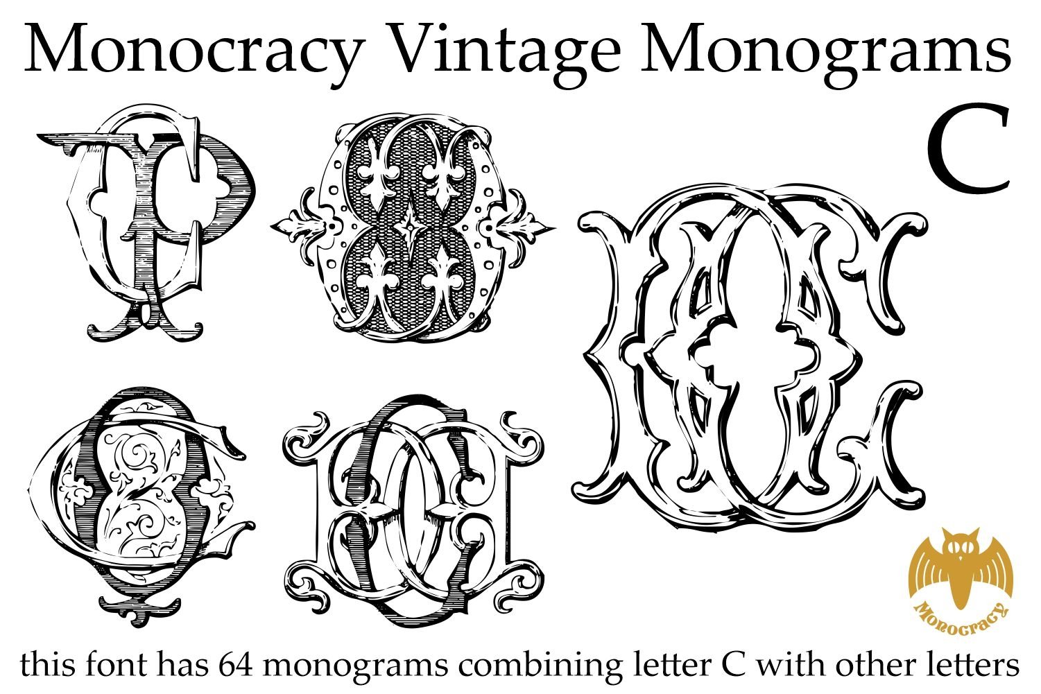 Monocracy Vintage Monograms Pack ABC (898307) | Monogram | Font Bundles