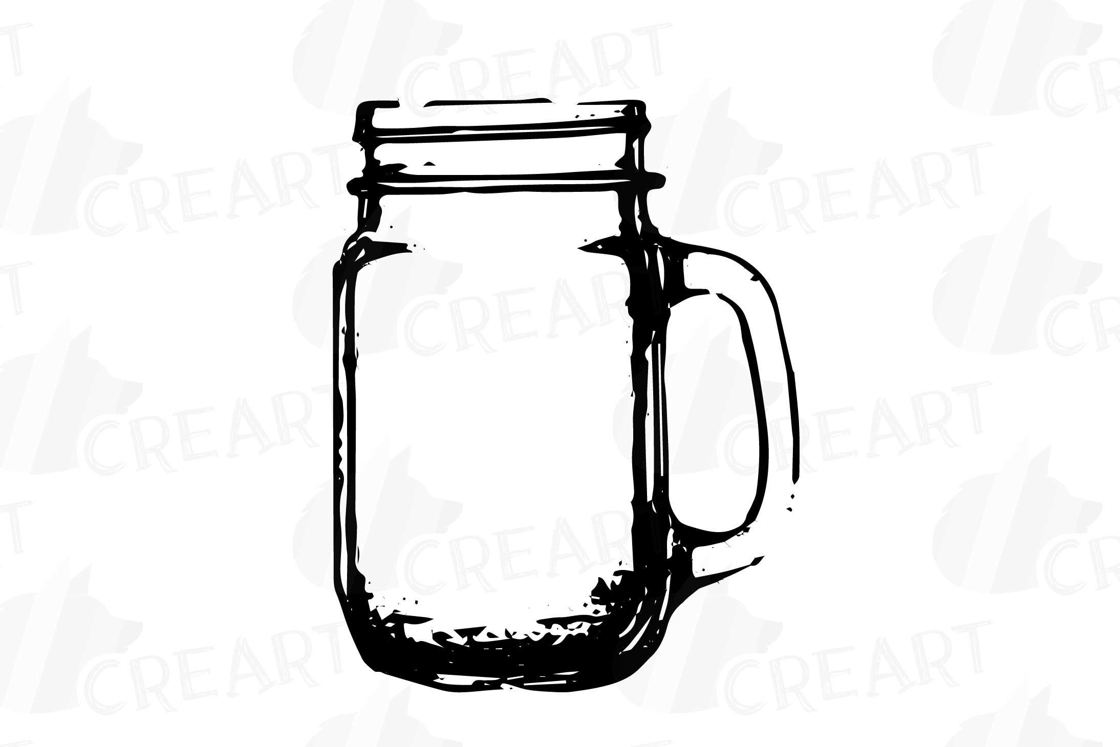 Mason Jar With Handle Outline