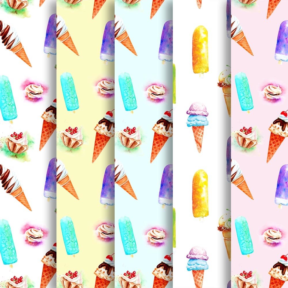 watercolor drawing ice cream and cake (91802) | Illustrations | Design ...
