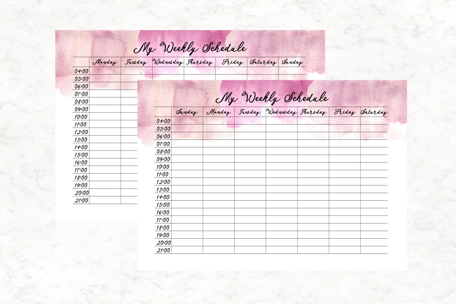 Watercolors Weekly Schedule Digital Planners