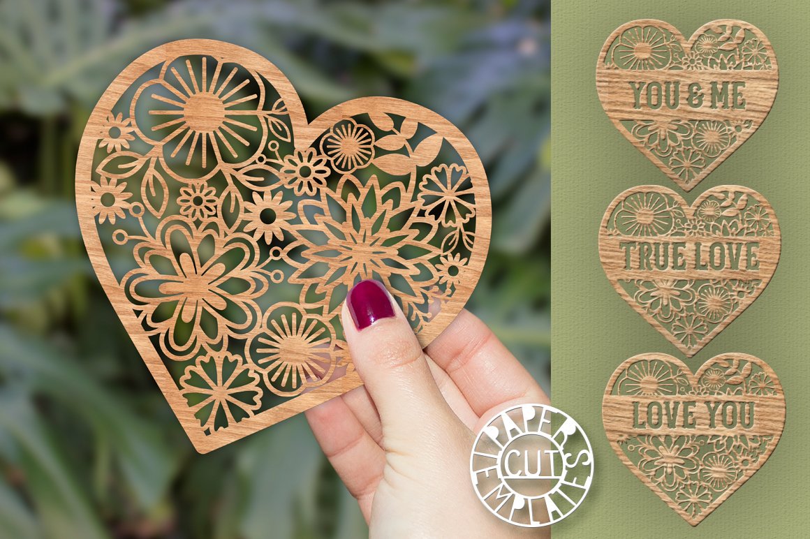 Romantic Hearts Collection for laser cutting. (425547) | Cut Files ...