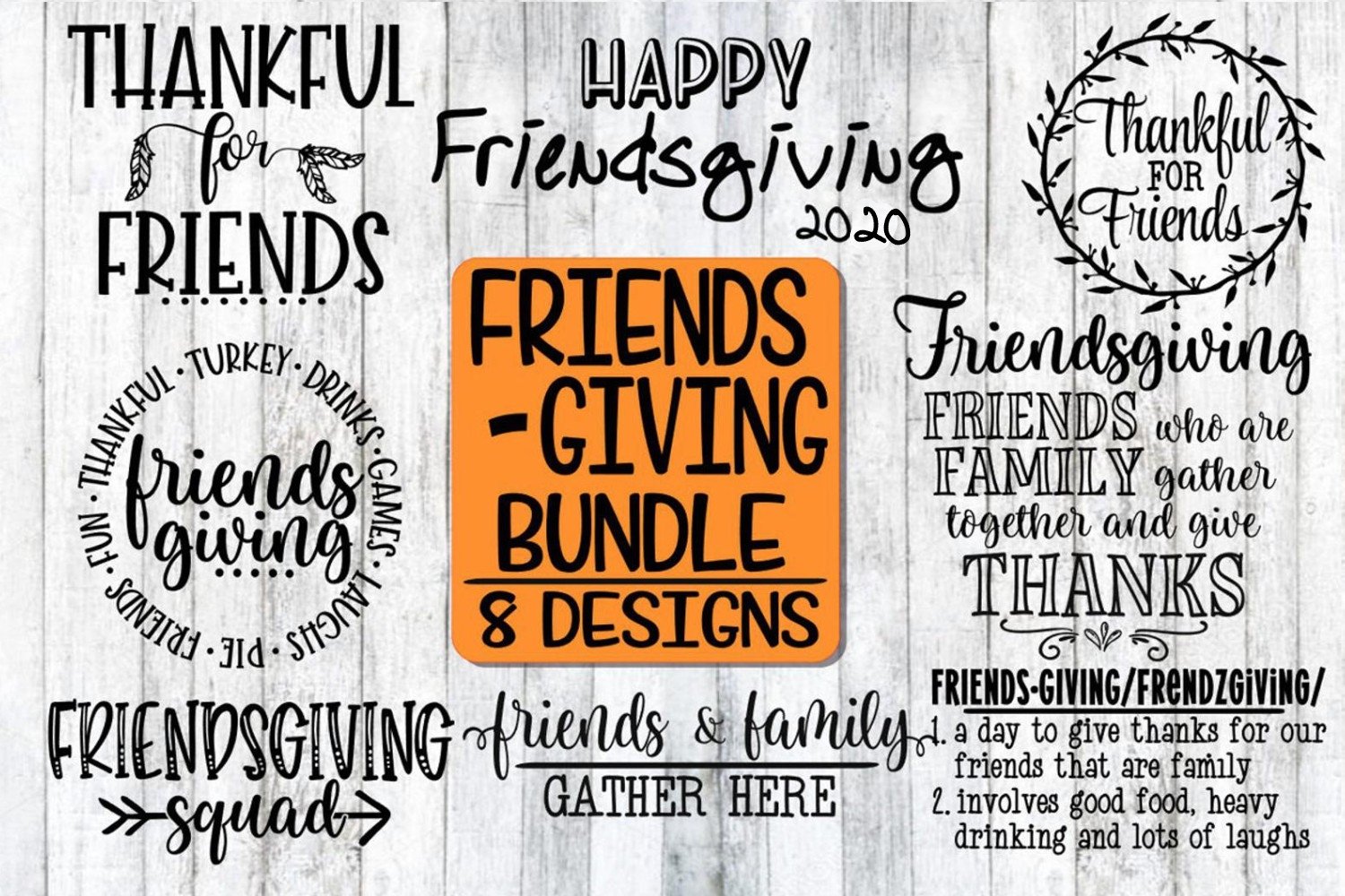 Friendsgiving Bundle - 8 Designs - SVG PNG EPS DXF (378343) | Cut Files ...