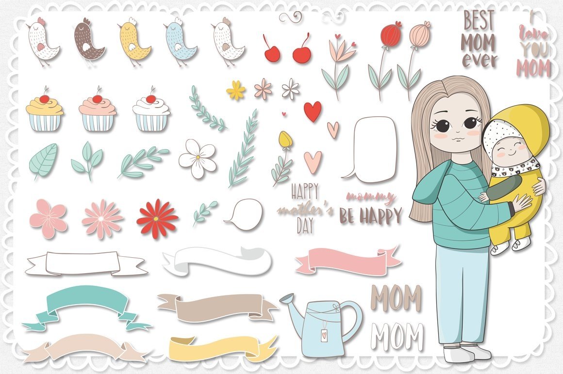 I love mom. Vector clipart.