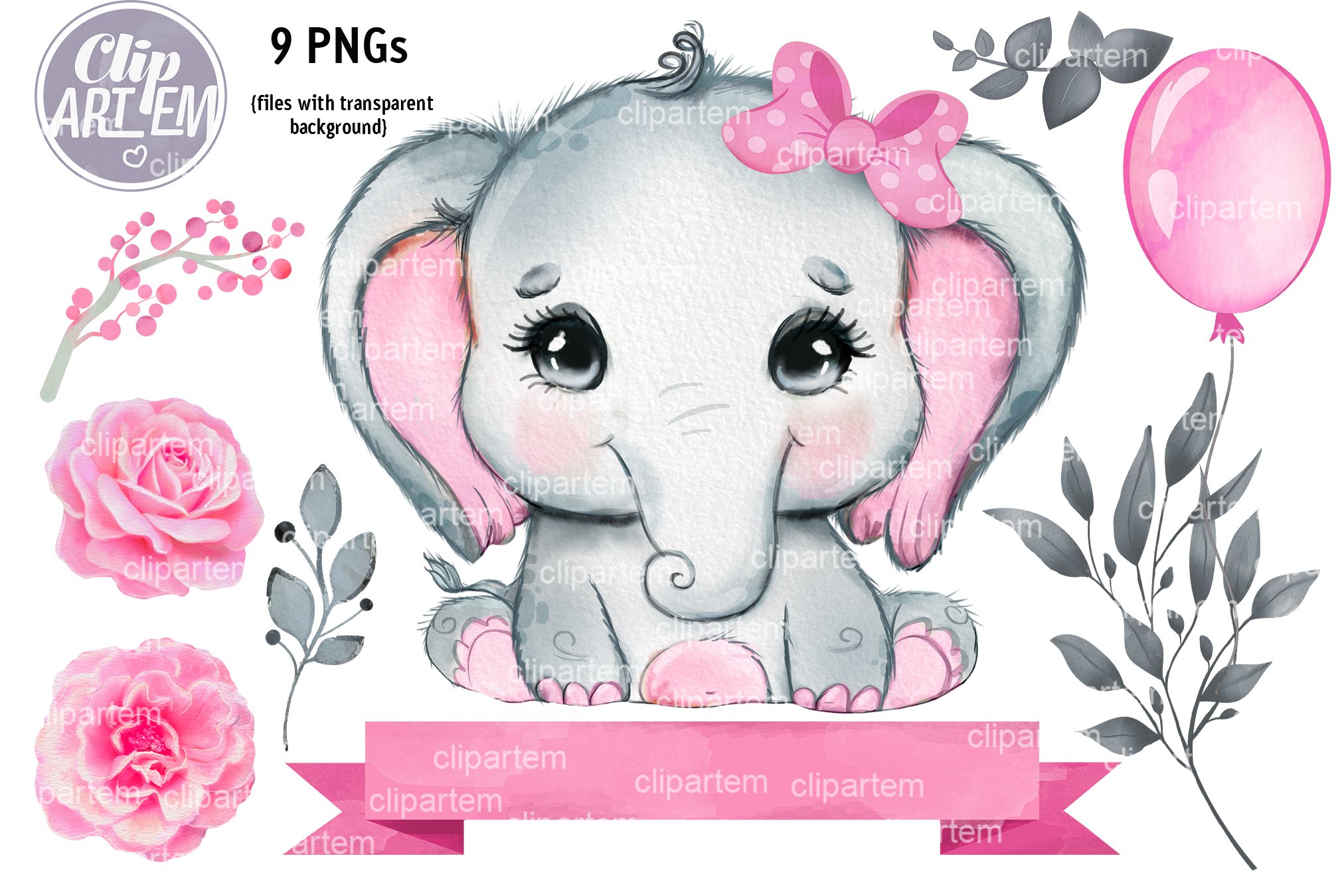 Pink Animated Baby Elephant
