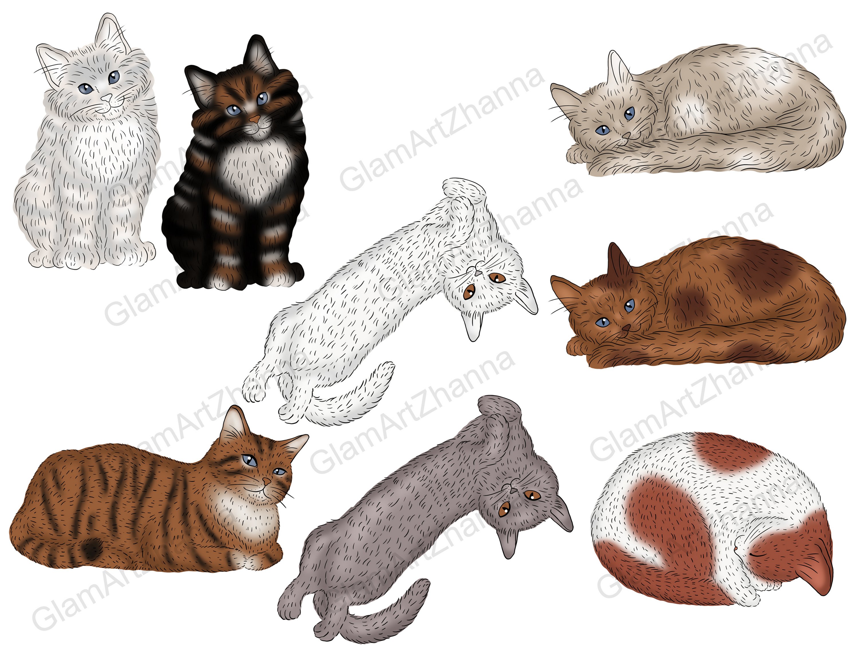 Pets CLIPART Cat Dog Animal Puppies Stickers - PNG files (810779 ...