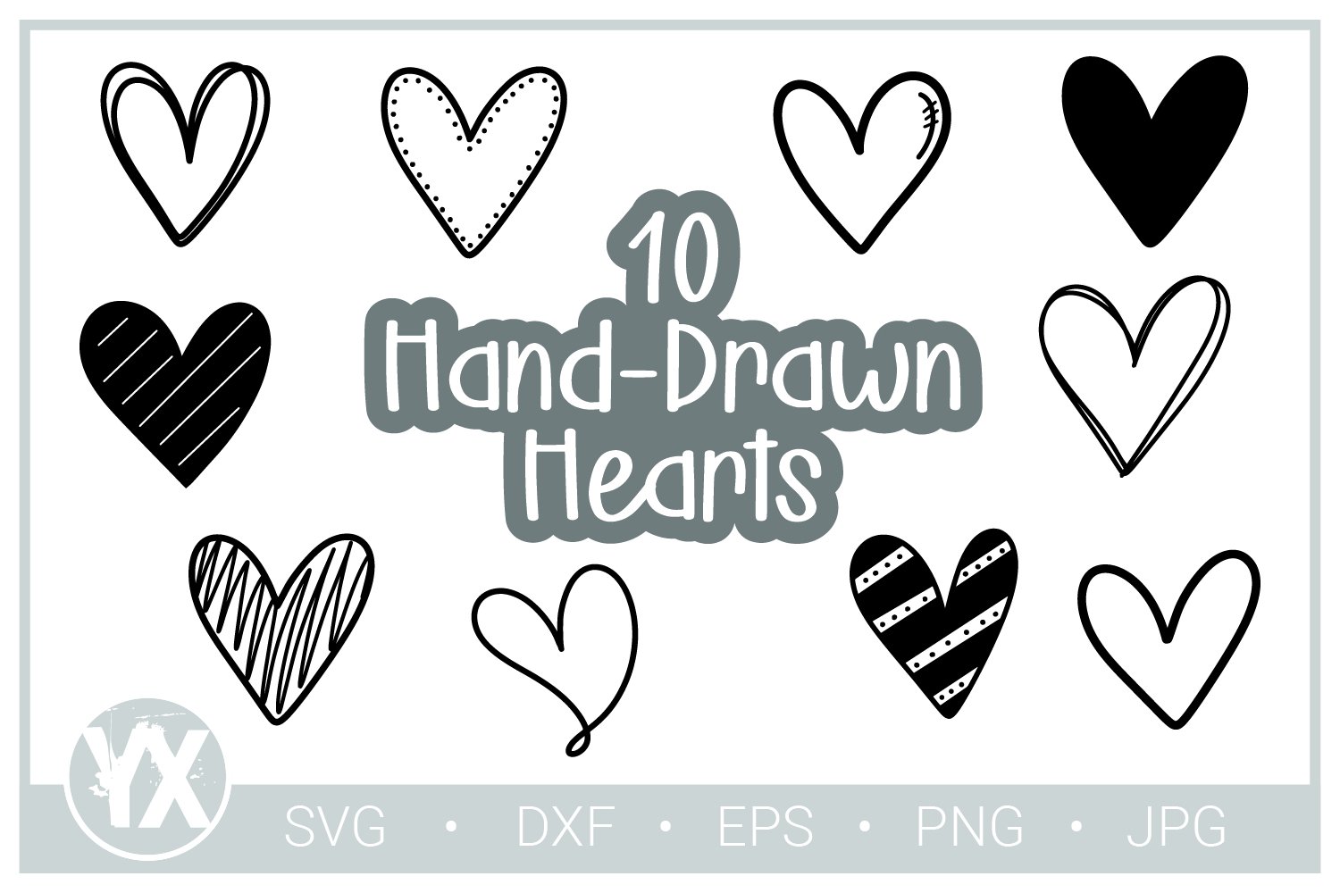 Hand Drawn Hearts SVG Bundle (904845) | Cut Files | Design Bundles