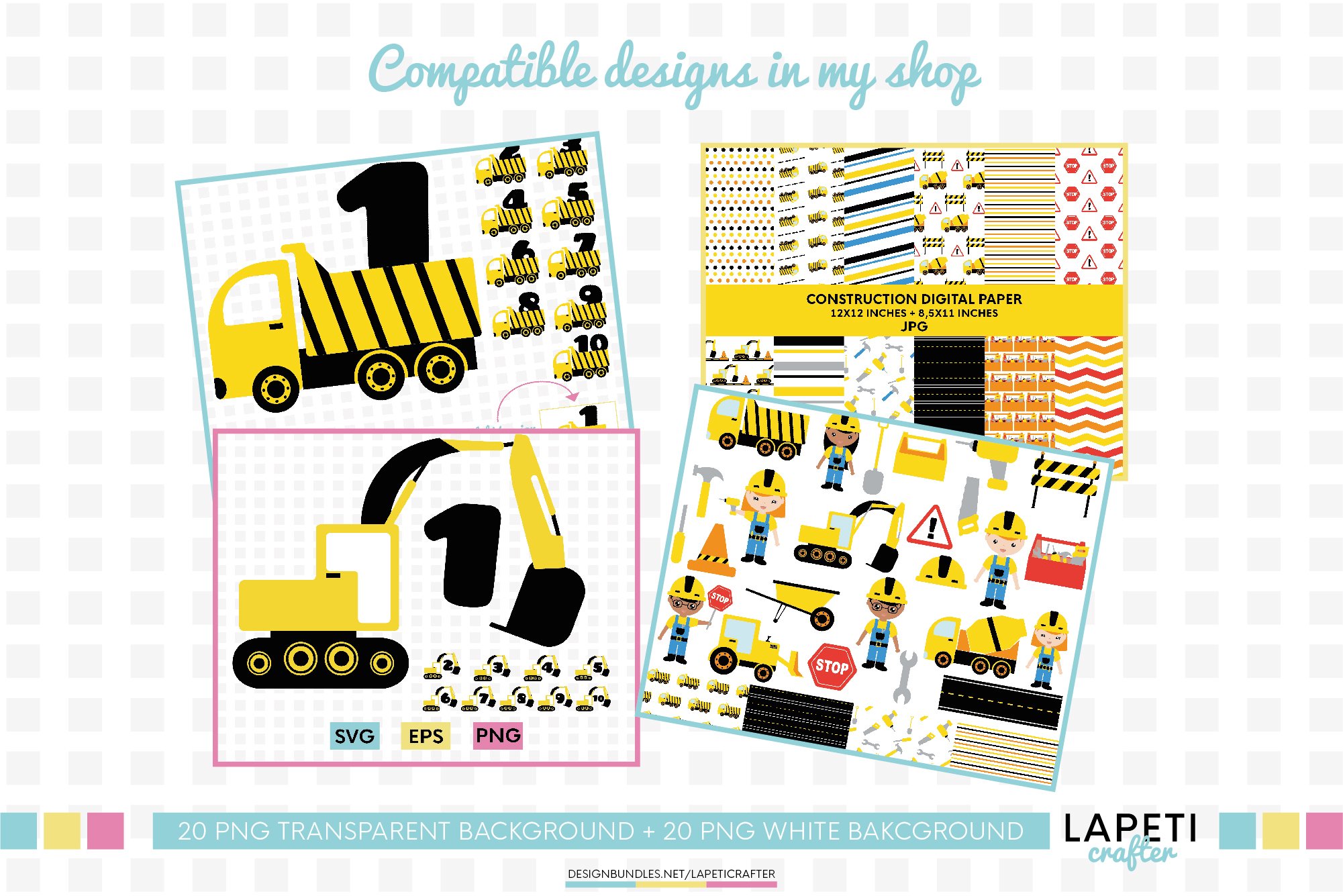 Construction digi stamps, excavator coloring clipart (820550) | Stamps ...