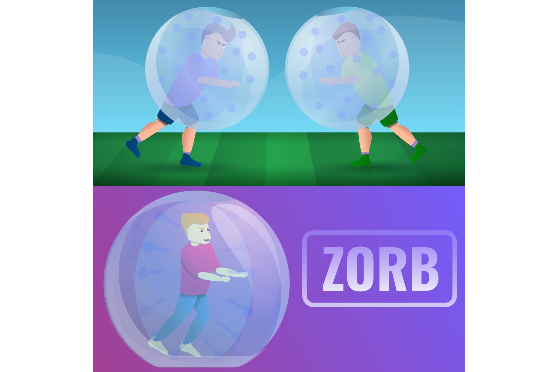 Zorb banner set, cartoon style (567848) | Illustrations | Design Bundles