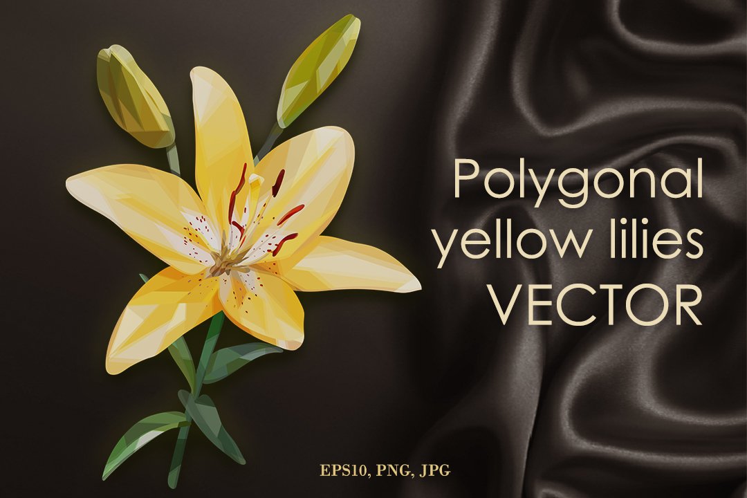 Yellow lily flowers. (1104776) | Vectors | Design Bundles