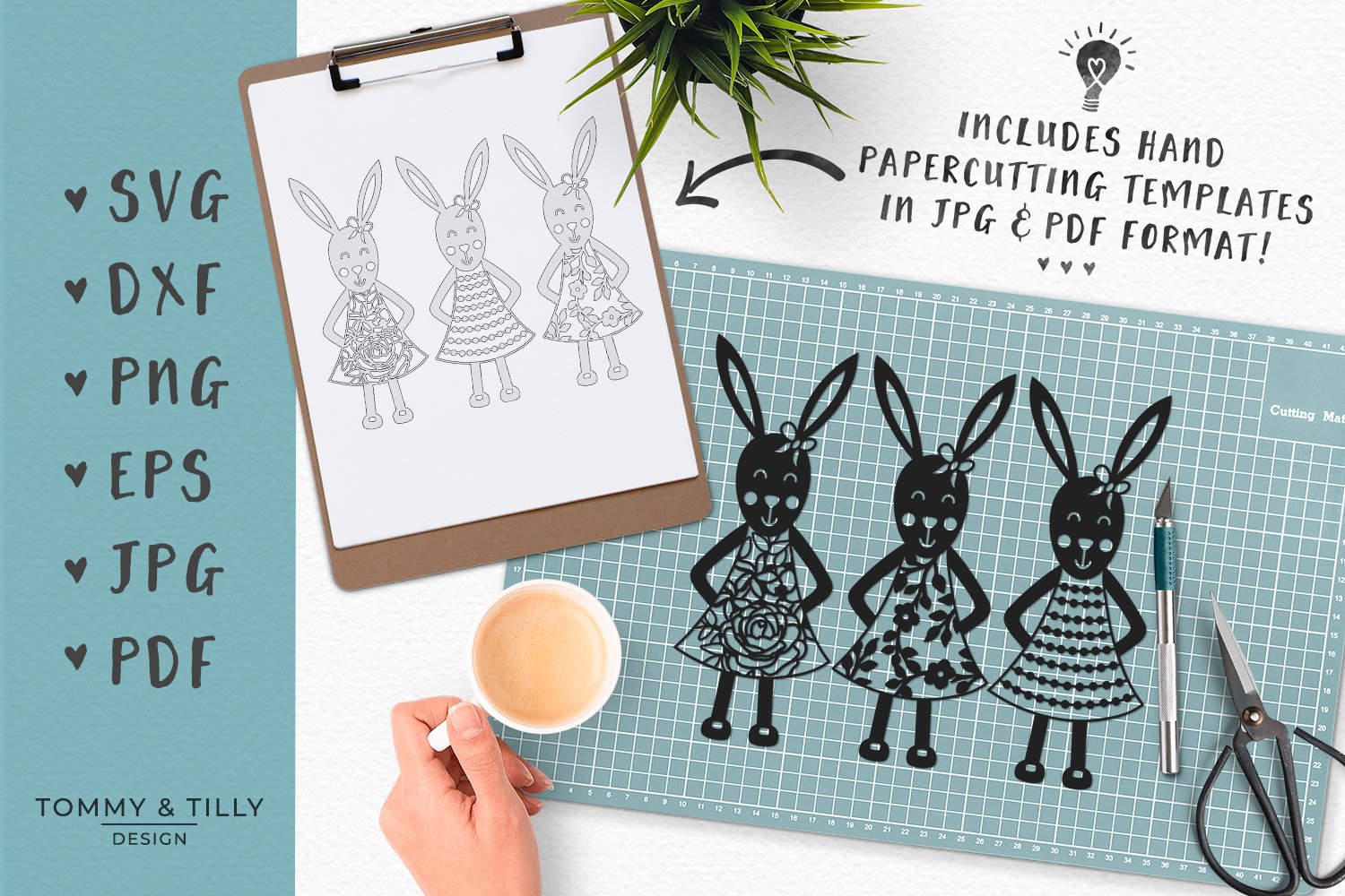 Bunny Rabbits - SVG DXF PNG EPS JPG PDF Cutting File (89846) | SVGs ...