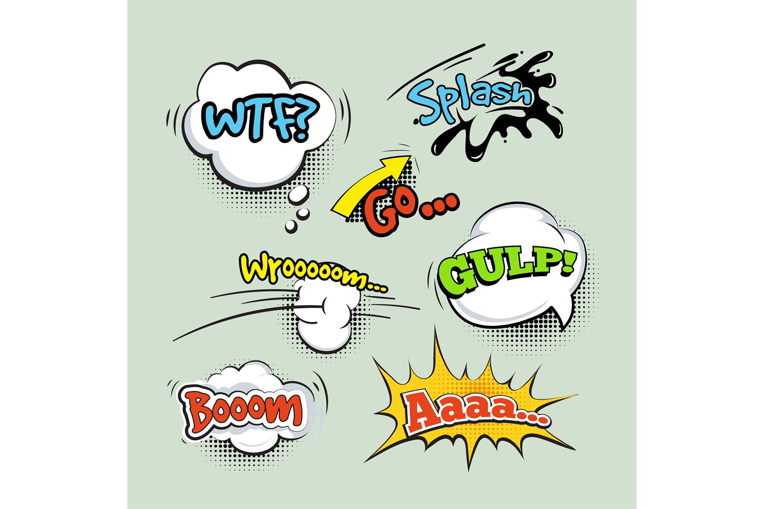Comic sound effects cartoon vector set (780272) | Illustrations ...