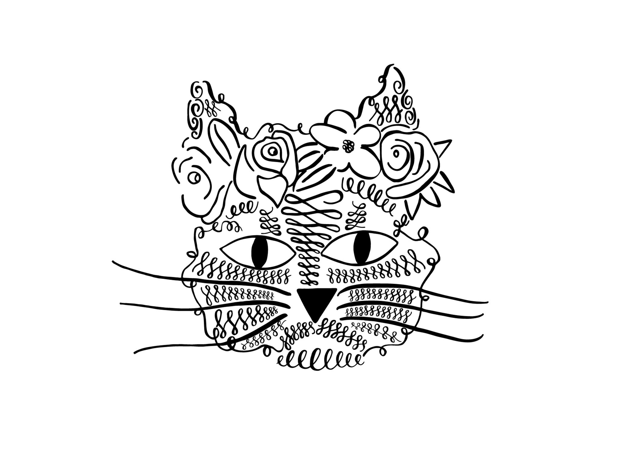 Cat Calligraphy Flourish Vector (1180684) | Illustrations | Design Bundles