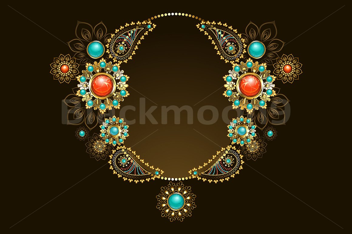 Frame with Ethnic Gold Jewelry (32558) | Elements | Design Bundles