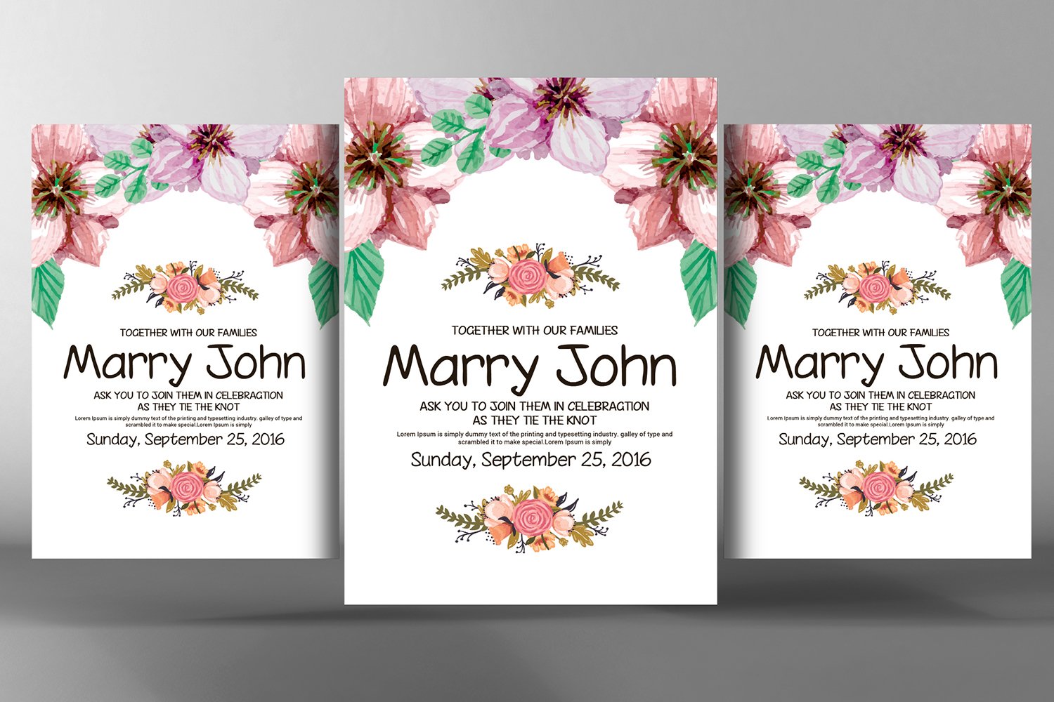 Flower Spring Wedding Invitation (462674) | Printables | Design Bundles