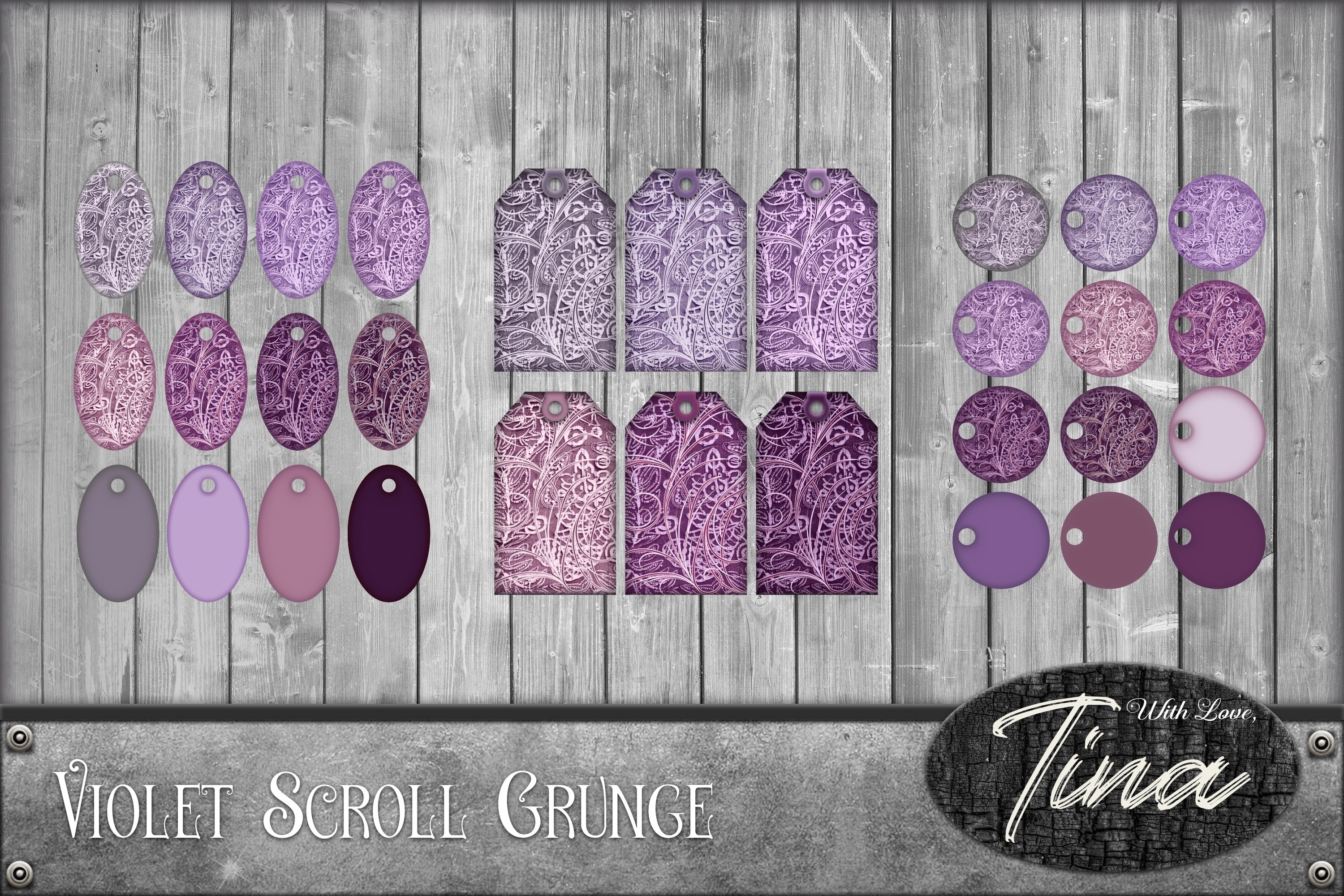 46pcs Violet Scroll Lace Grunge 091618PSP (106801) | Papers | Design ...